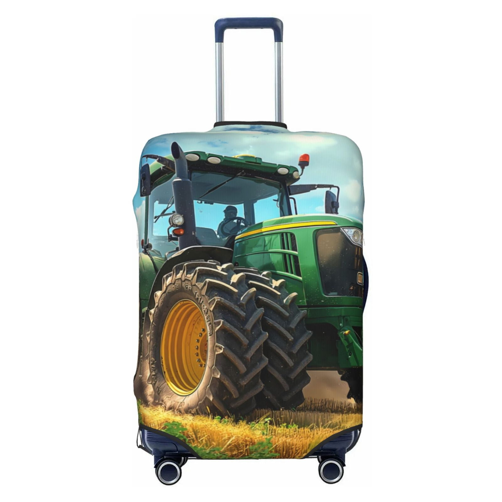 Cauagu Green Tractor Field Print Travel Luggage Cover,Travel Dust-proof ...