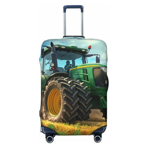 Cauagu Green Tractor Field Print Travel Luggage Cover,Travel Dust-proof ...