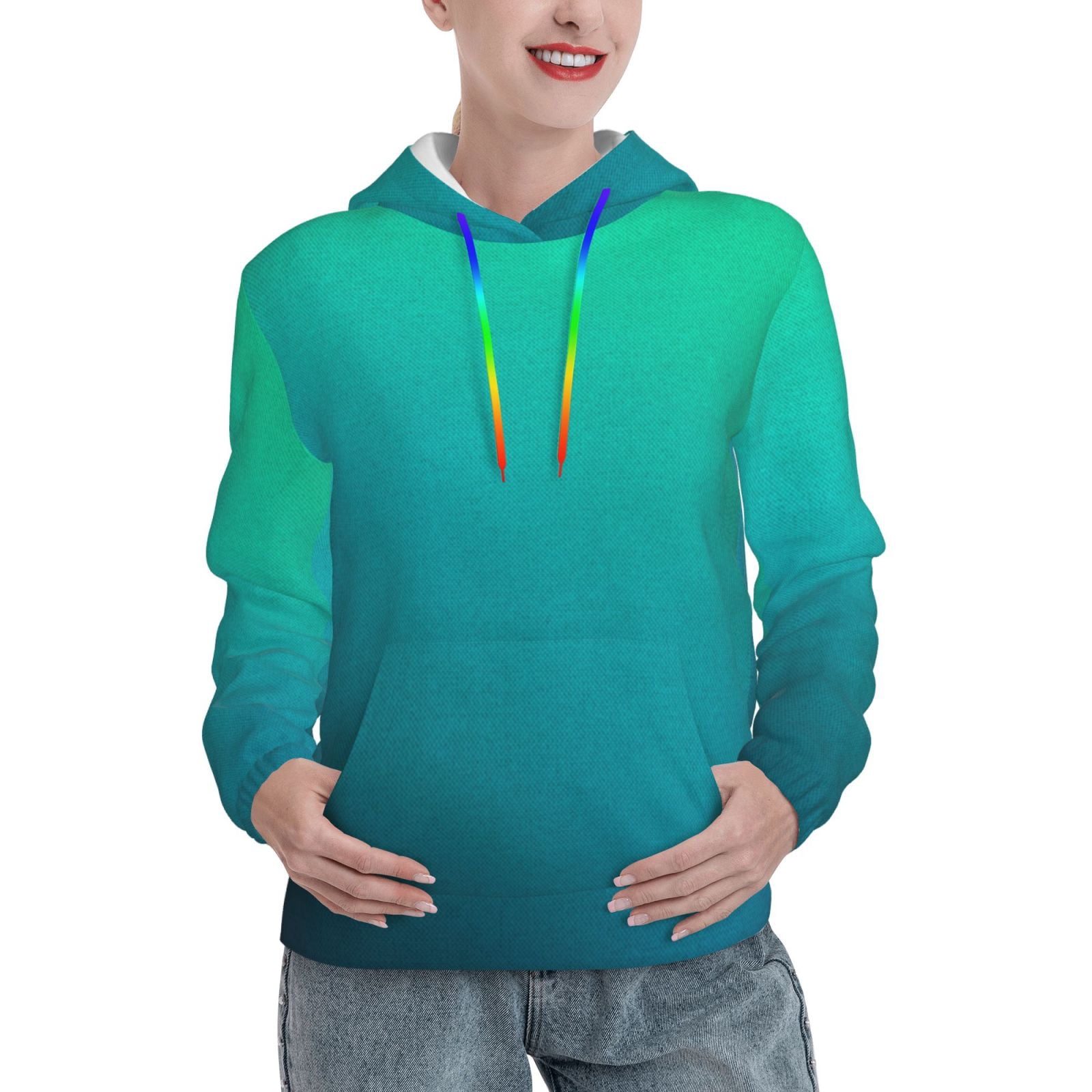 Cauagu Green Turquoise Teal for Women's Hooded Sweatshirts Pullover ...