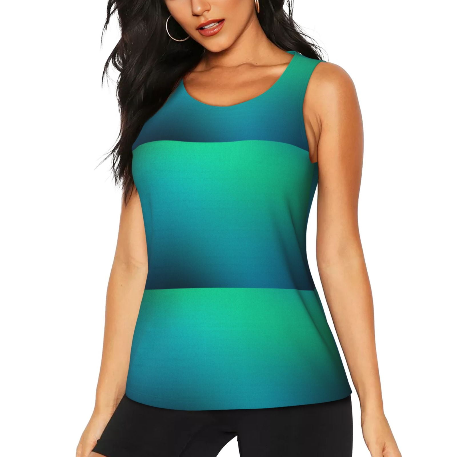 Cauagu Green Turquoise Teal for Women's Workout Tank Tops Sleeveless ...