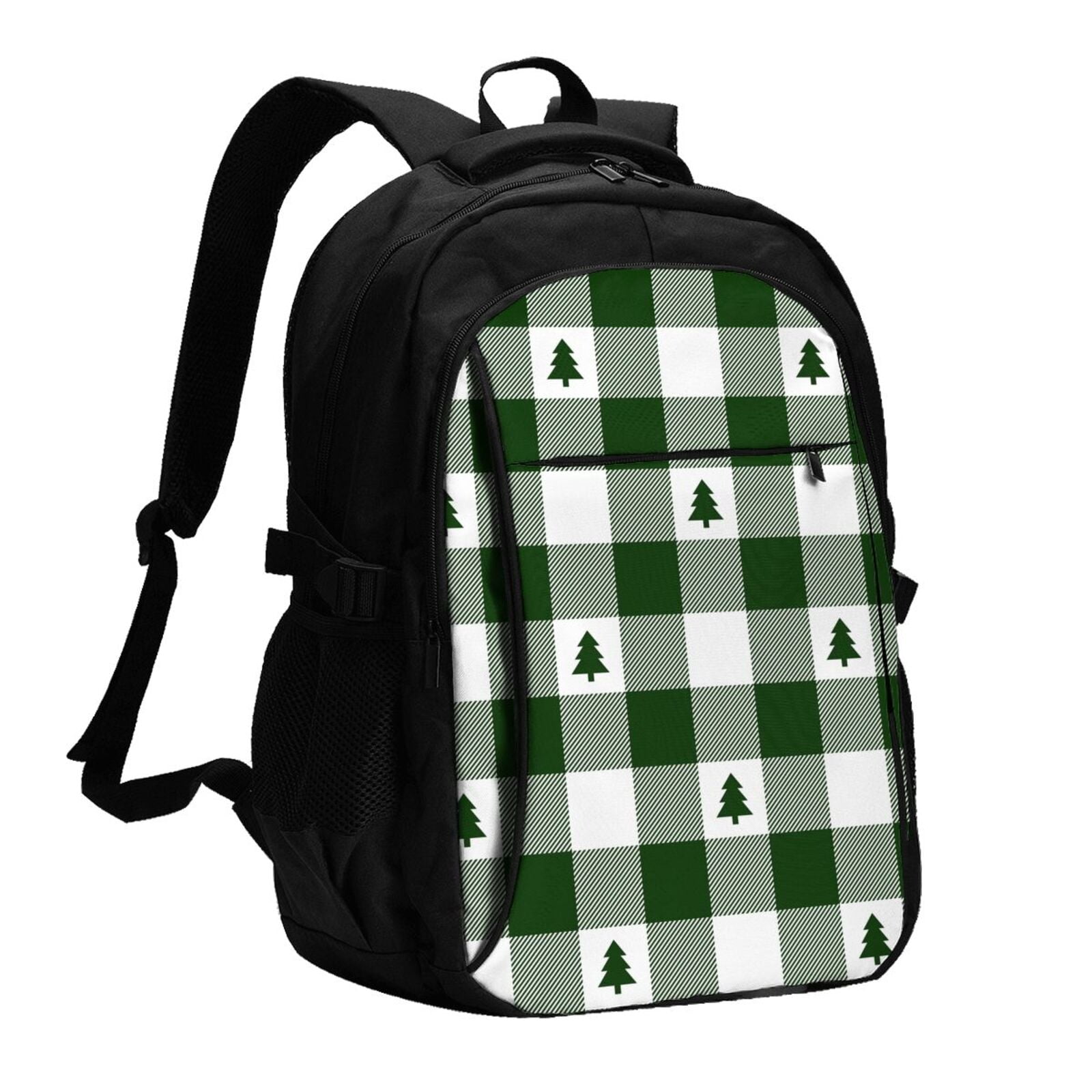Cauagu Green White Lumberjack Plaid Print Travel Laptop with USB ...