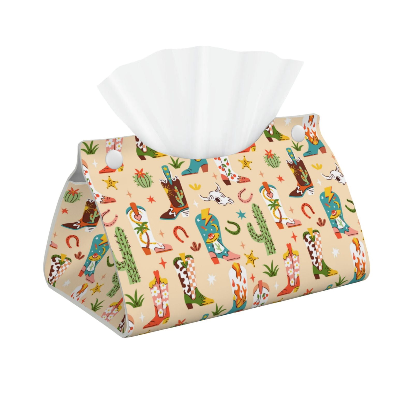 Cauagu Groovy American Western Footwear for Large Tissue Box Cover ...
