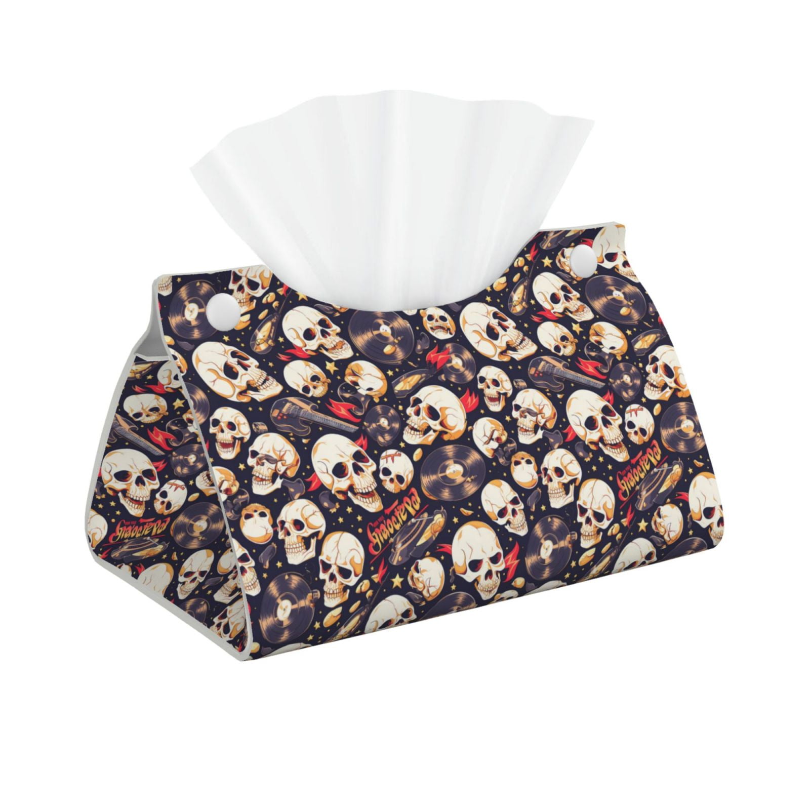Cauagu Guitar Skull record for Large Tissue Box Cover Rectangular–Plus ...