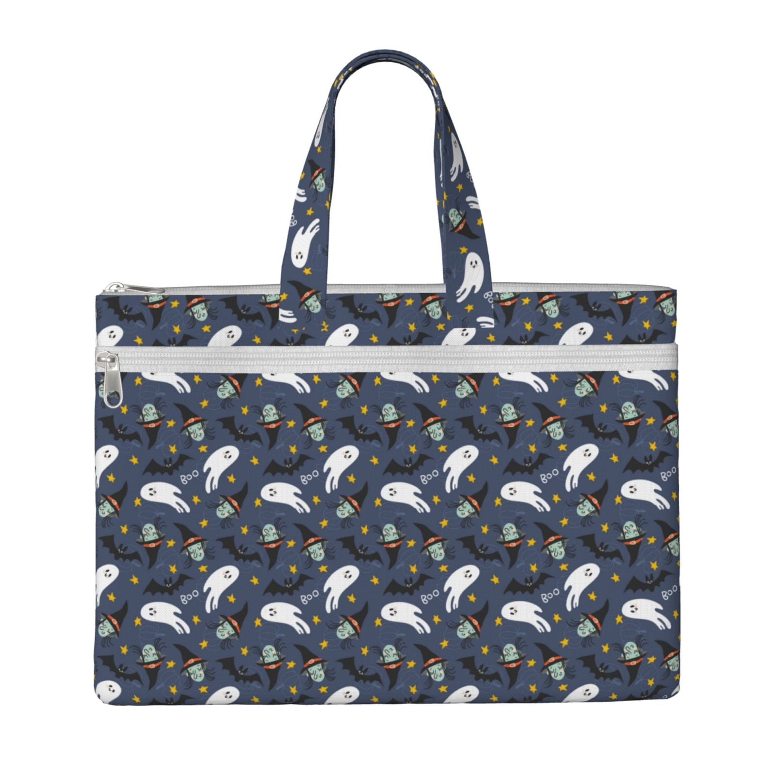 Cauagu Halloween A Pattern Canvas Tote File Bag, Zipper Tote Bag ...