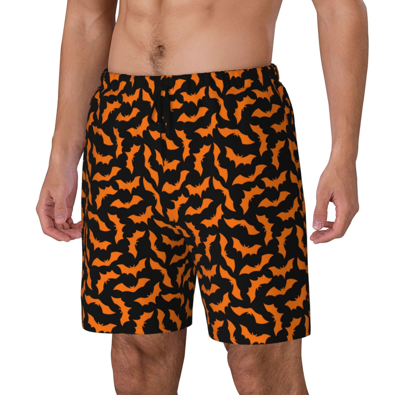 Cauagu Halloween Bat Print Mens Swim Trunks Quick Dry Board Shorts Swim ...
