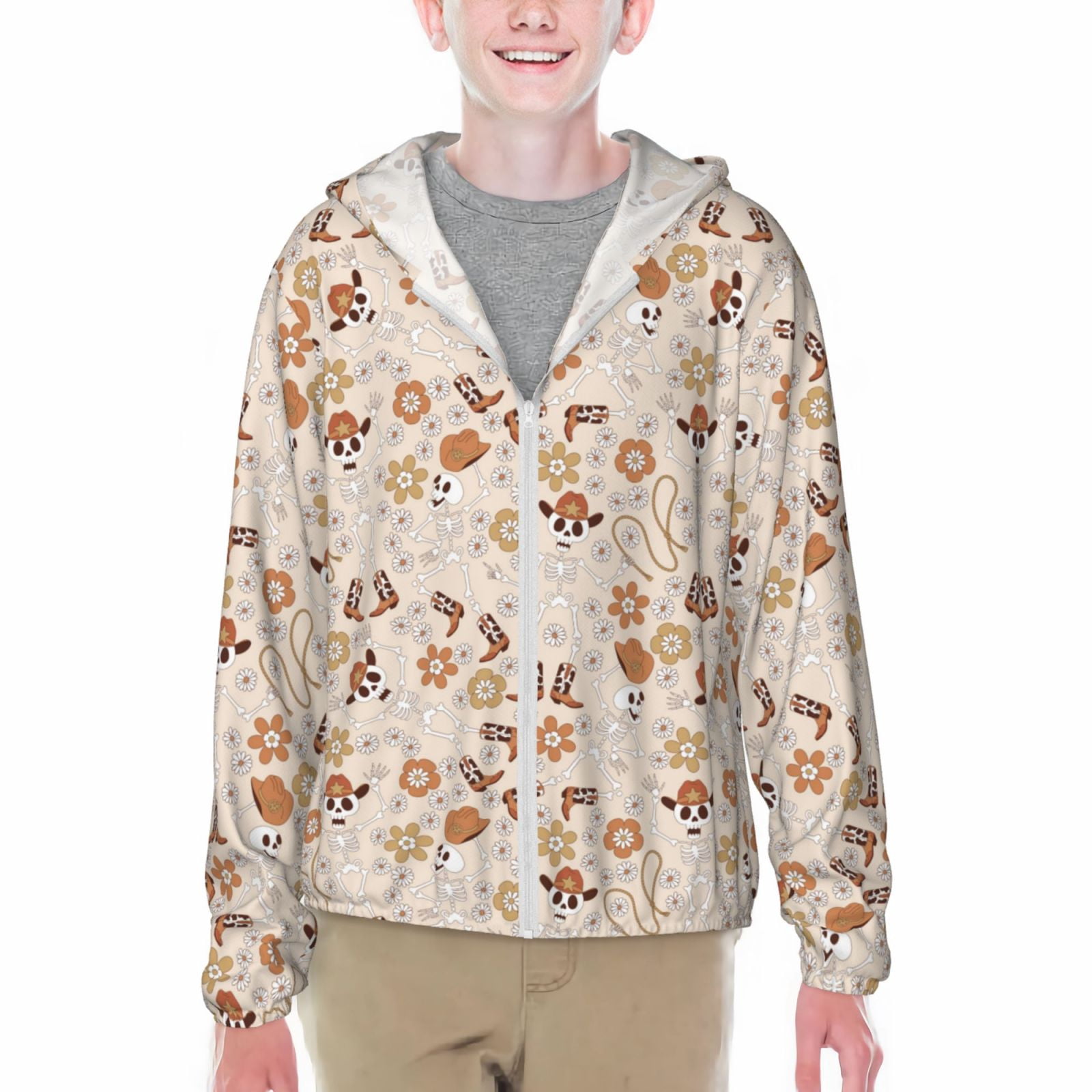 Cauagu Dancing Cowboy Skeleton Print Sun Protection Jacket for Teen ...