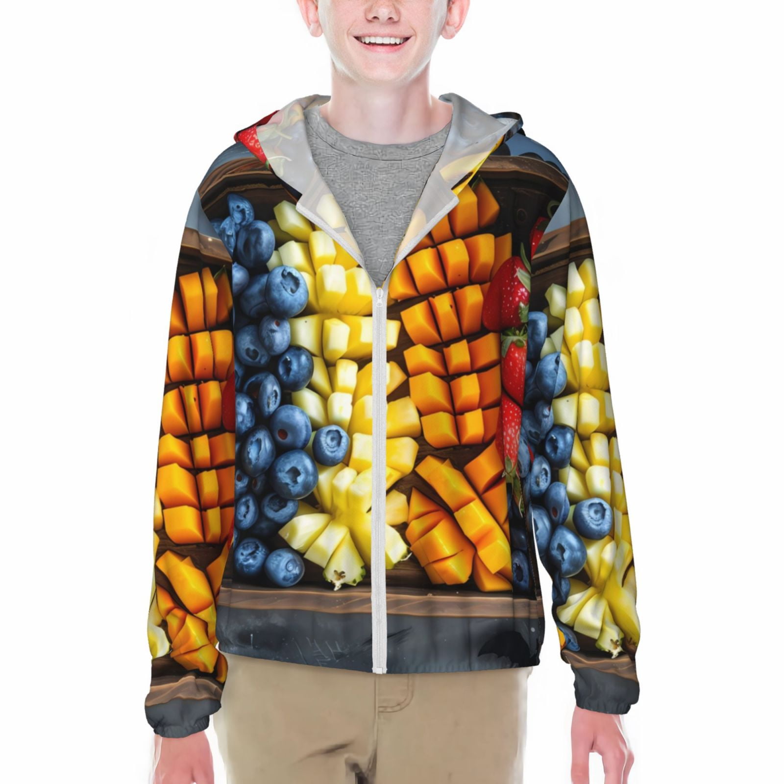 Cauagu Halloween Fruit Platter Print Sun Protection Jacket for Teen ...