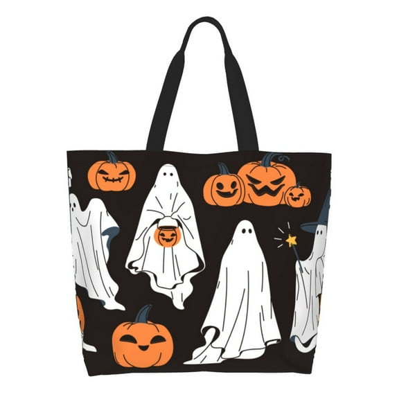 Cauagu Halloween Ghosts And Pumpkins Print Women Large Capacity Tote ...
