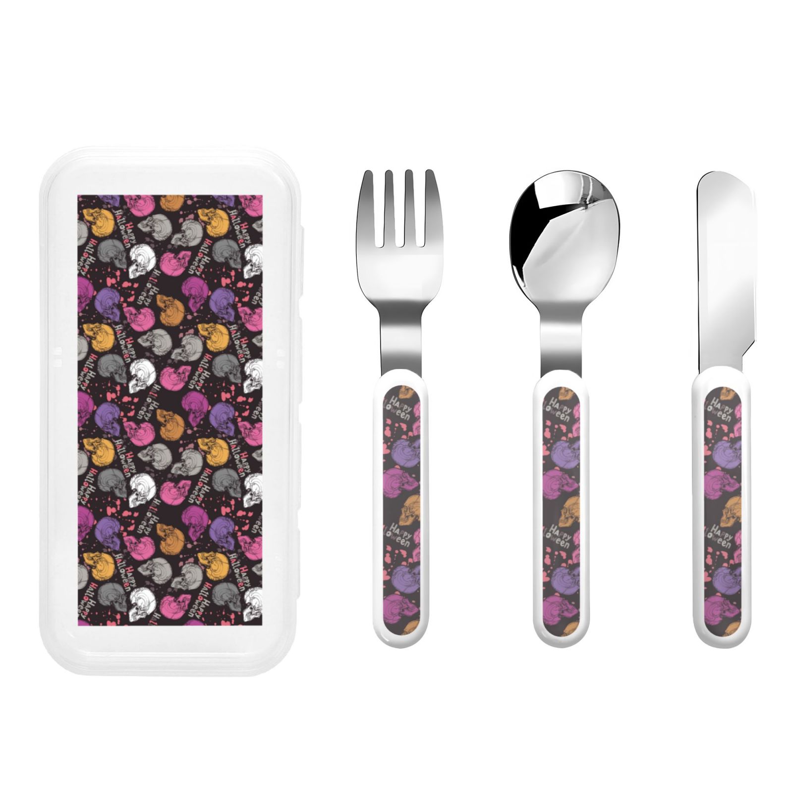 Cauagu Halloween Skeleton Print 3-Pieces Toddler Cutlery Set , Kids ...