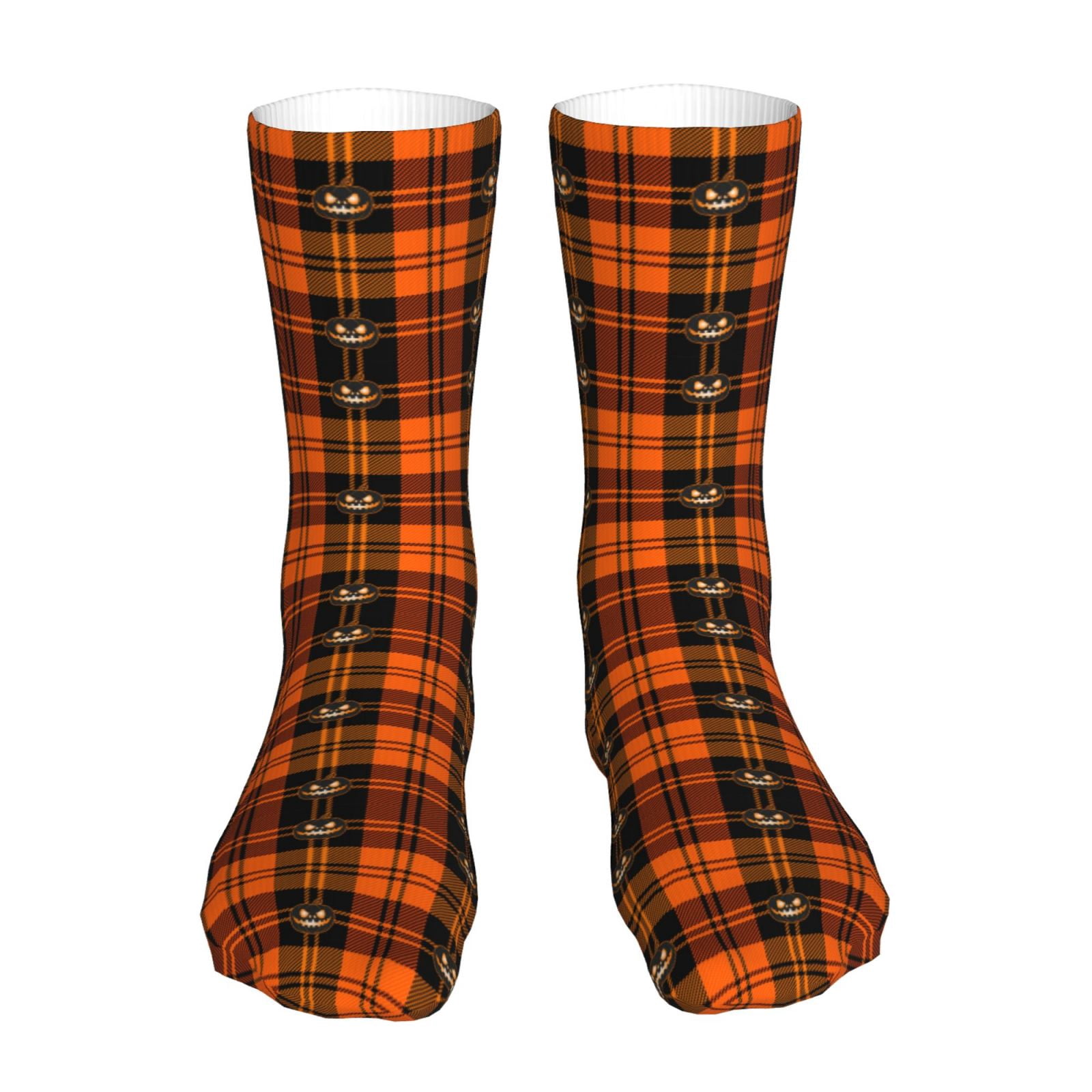 Cauagu Halloween Tartan Plaid Pattern Fun Novelty Crew Socks,Casual ...