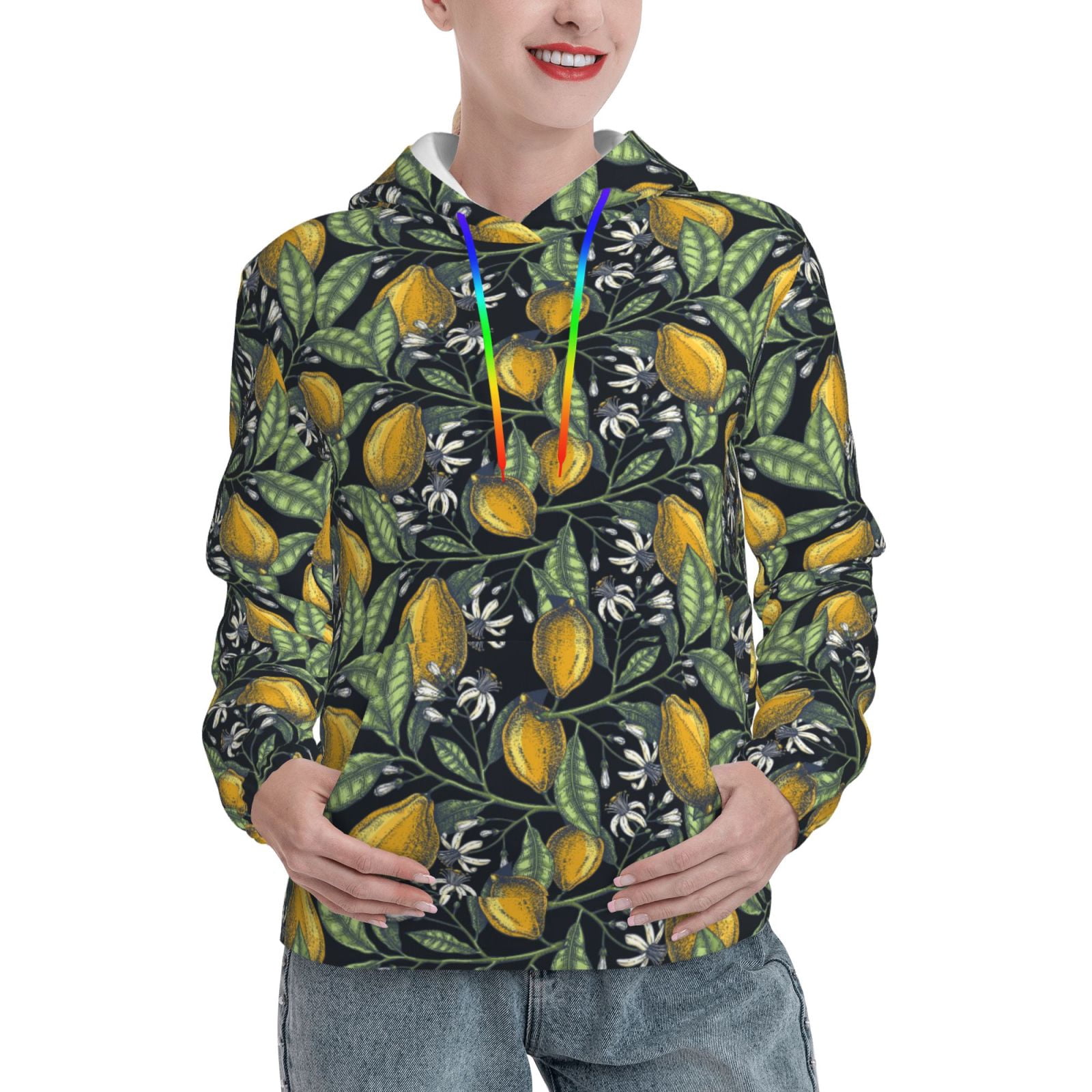 Cauagu Citrus Fruits Elegant Lemons for Women's Hooded Sweatshirts ...