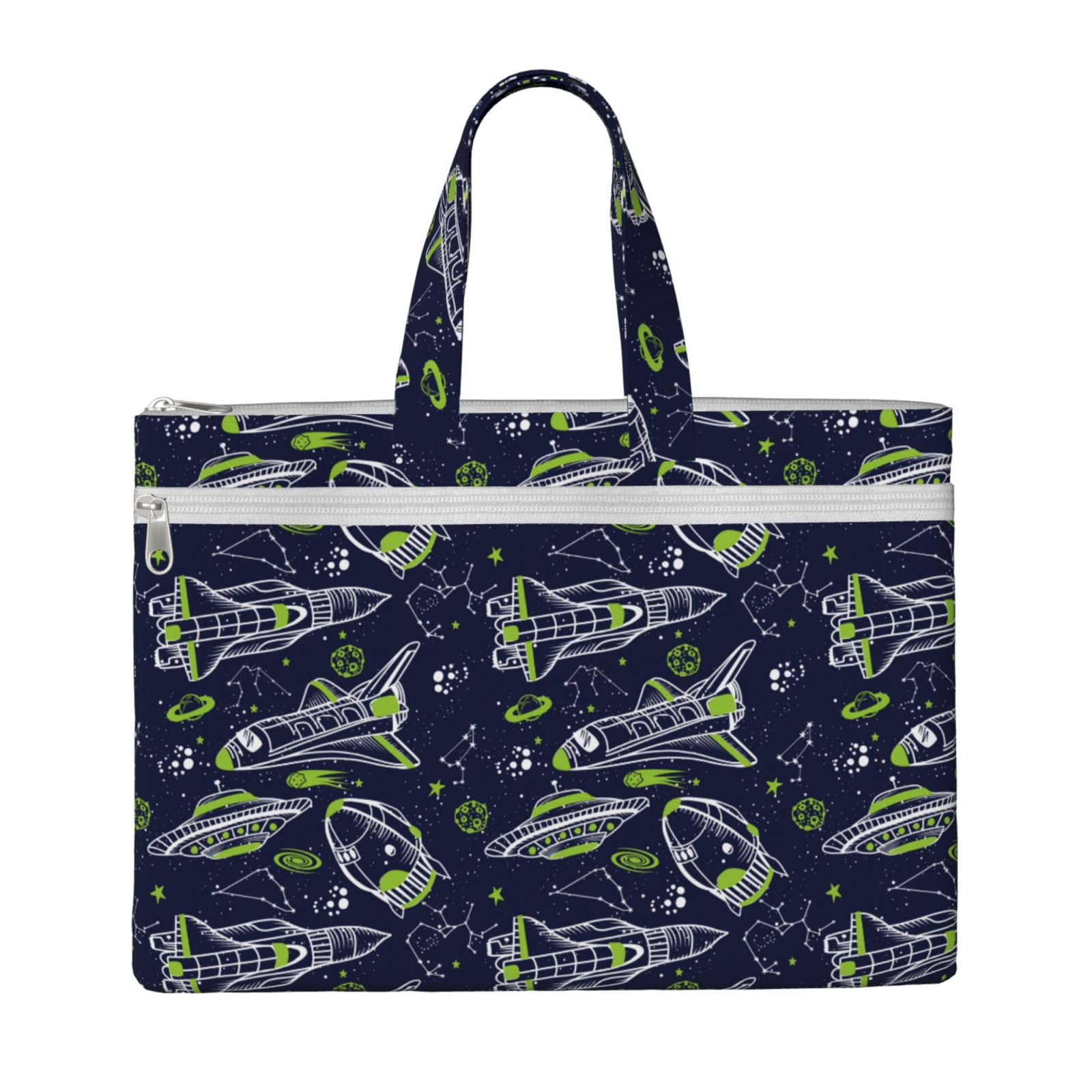 Cauagu Hand Drawn Rockets Pattern Canvas Tote File Bag, Zipper Tote Bag ...