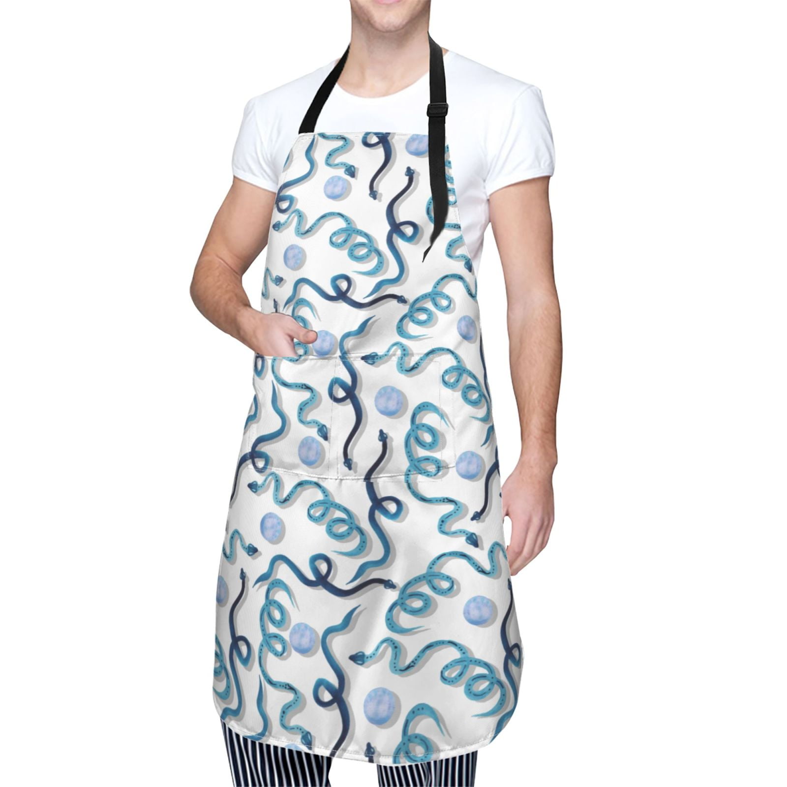 Cauagu Hand Drawn Snake Aprons with Pockets,Waterproof Apron for Women ...