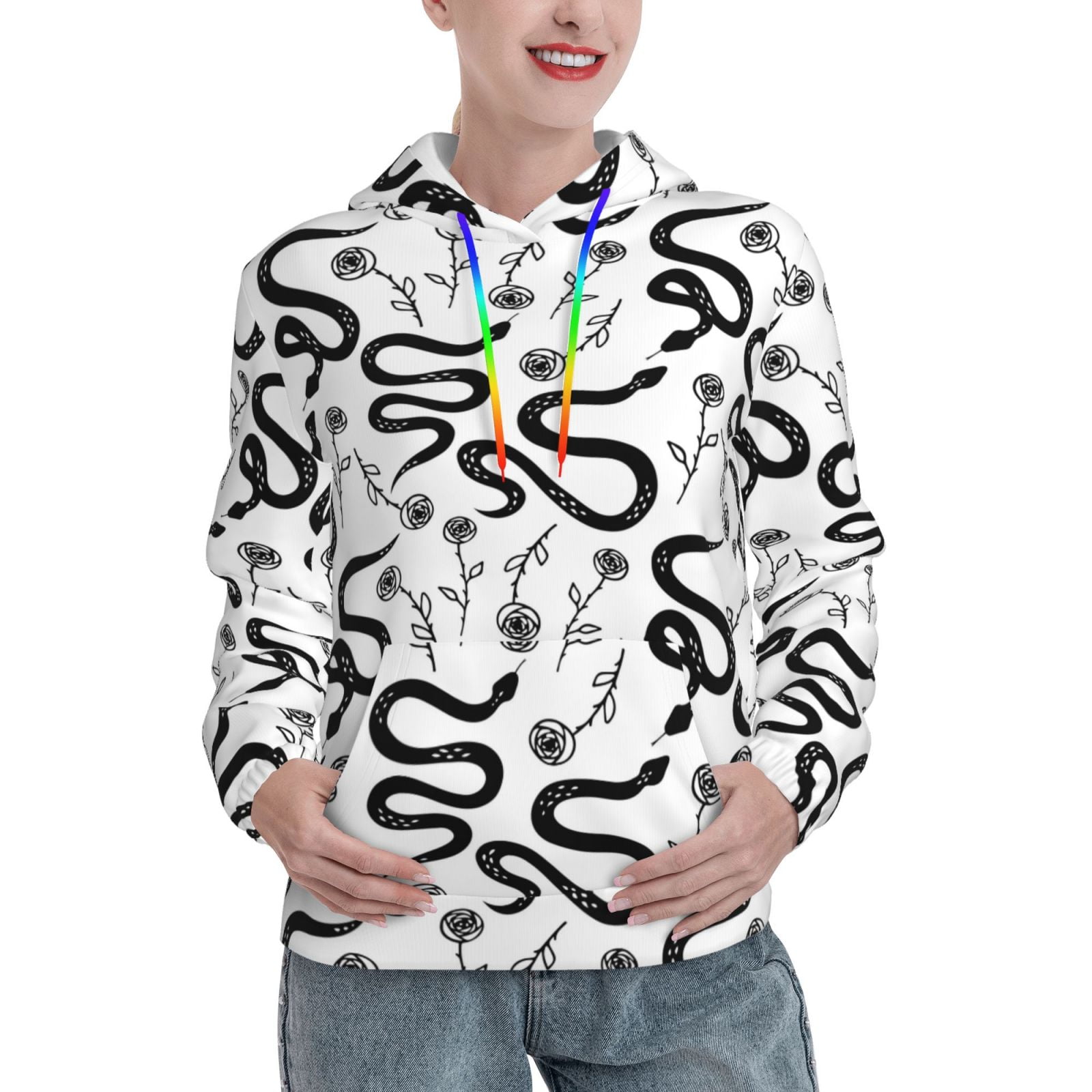 Cauagu Hand Drawn Snake for Women's Hooded Sweatshirts Pullover Hoodie ...