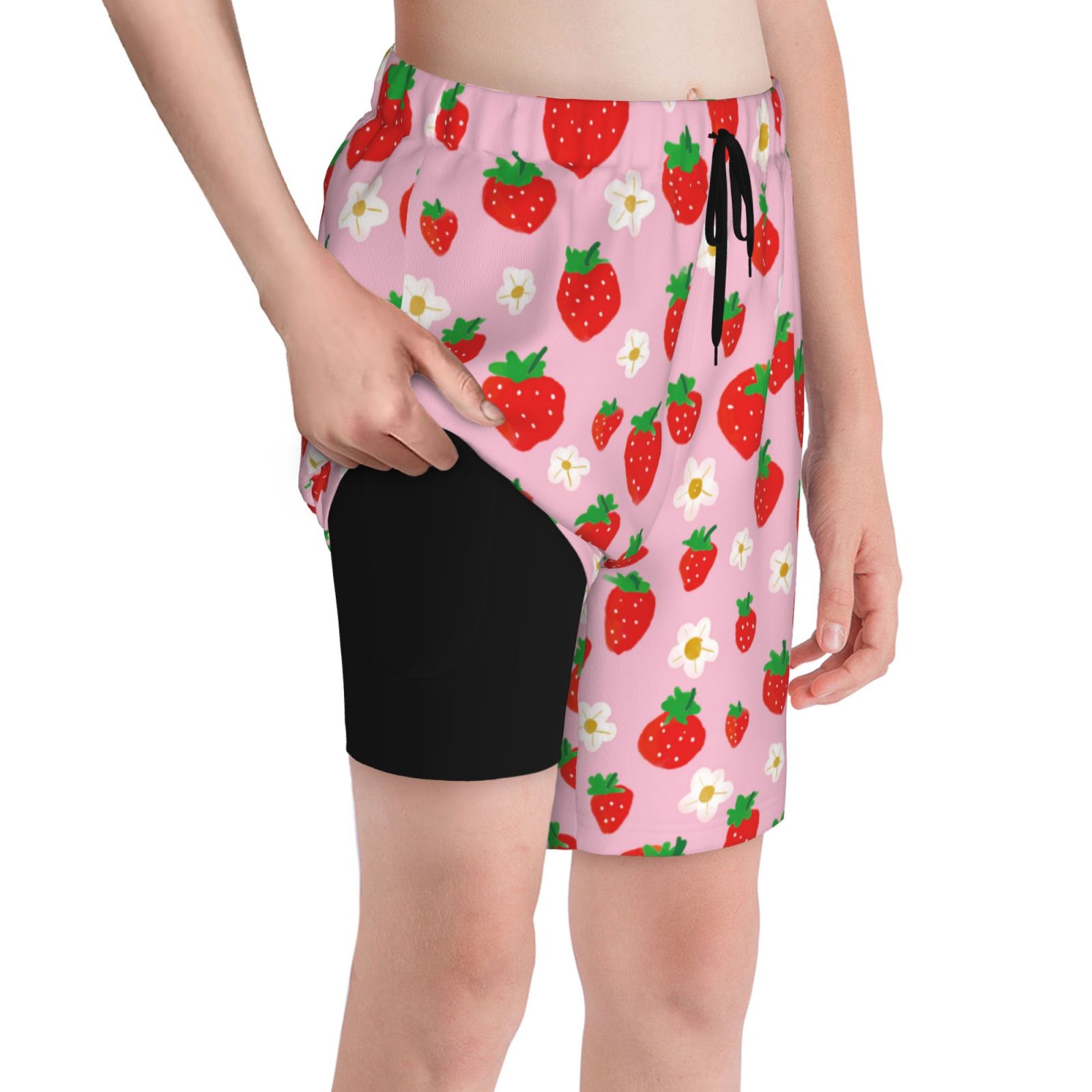 Cauagu Hand Drawn Strawberry Print Swim Trunks for Men,Youth Boys Swim ...