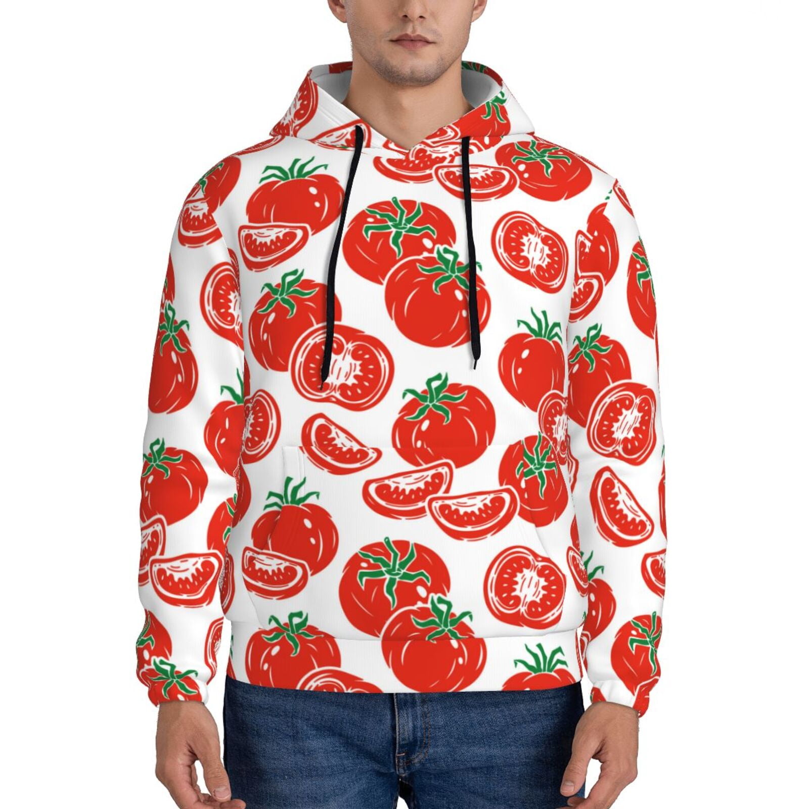 Cauagu Hand Drawn Tomatoes for Men's Pullover Hooded Sweatshirt Athletic Casual Hoodie Aautumn ...