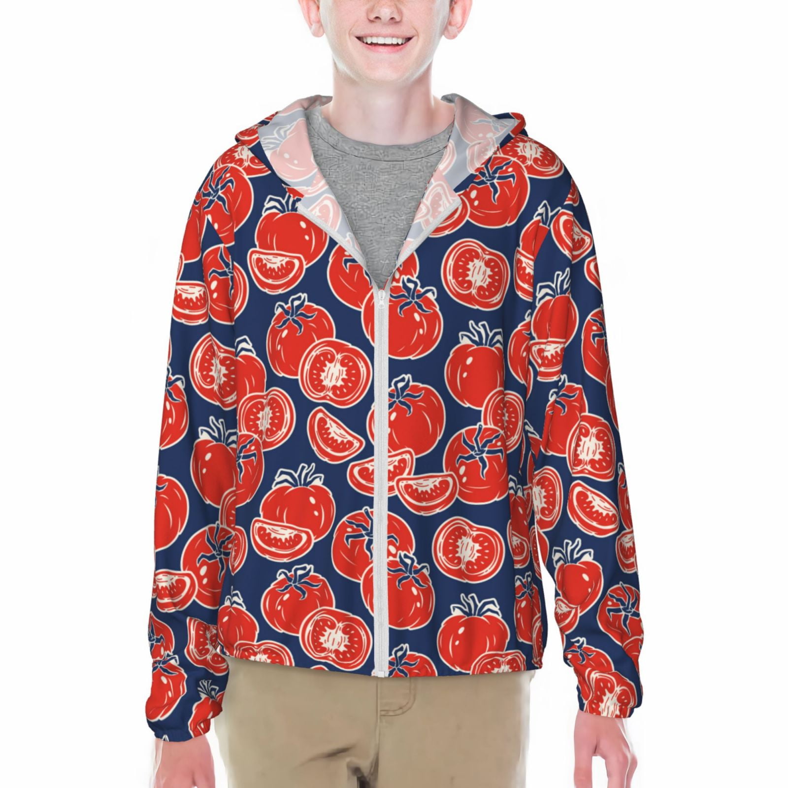 Cauagu Hand Drawn Tomatoes Print Sun Protection Jacket for Teen,Full ...