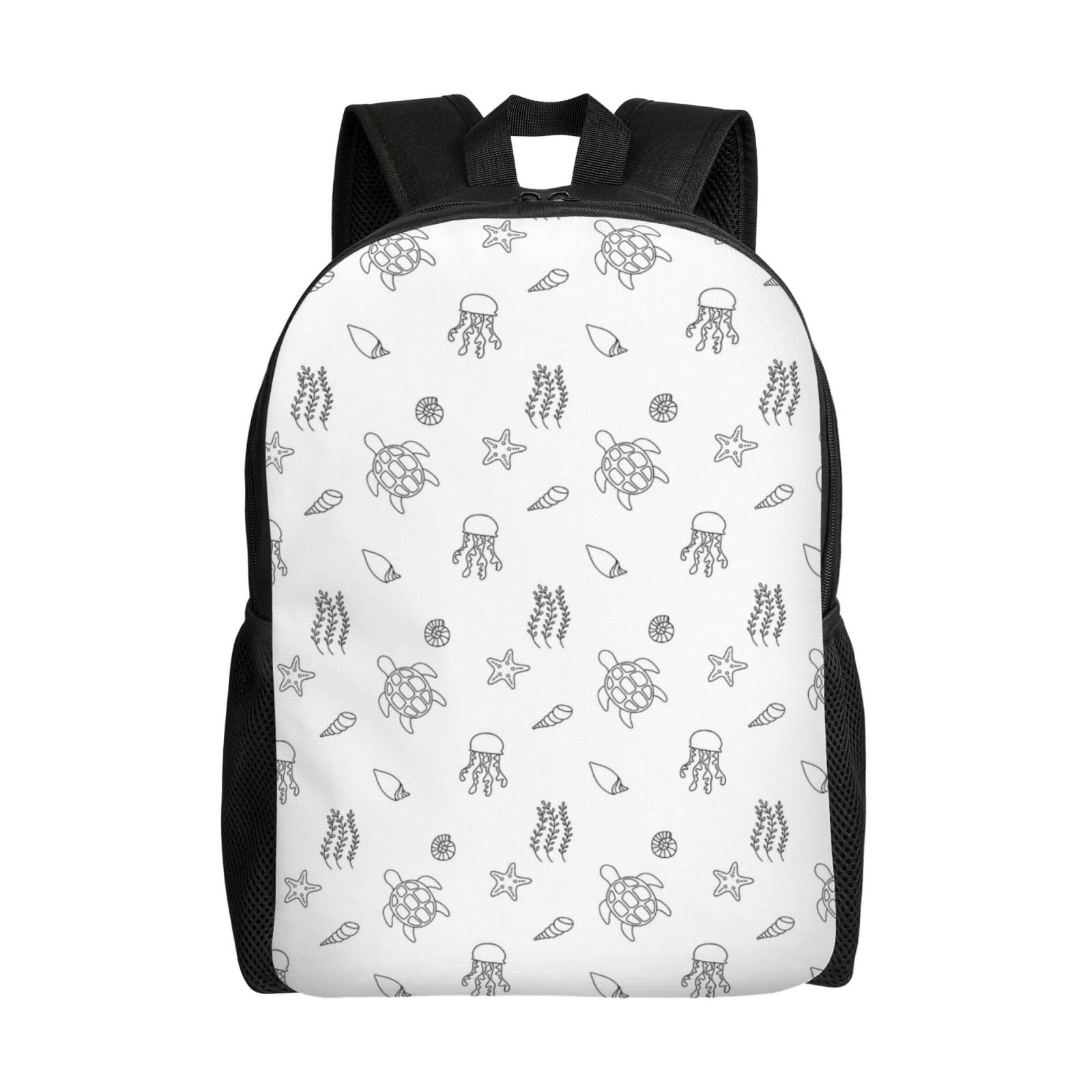 Cauagu Hand Drawn Turtle Print Backpacks,Travel Daypack Casual Laptop ...