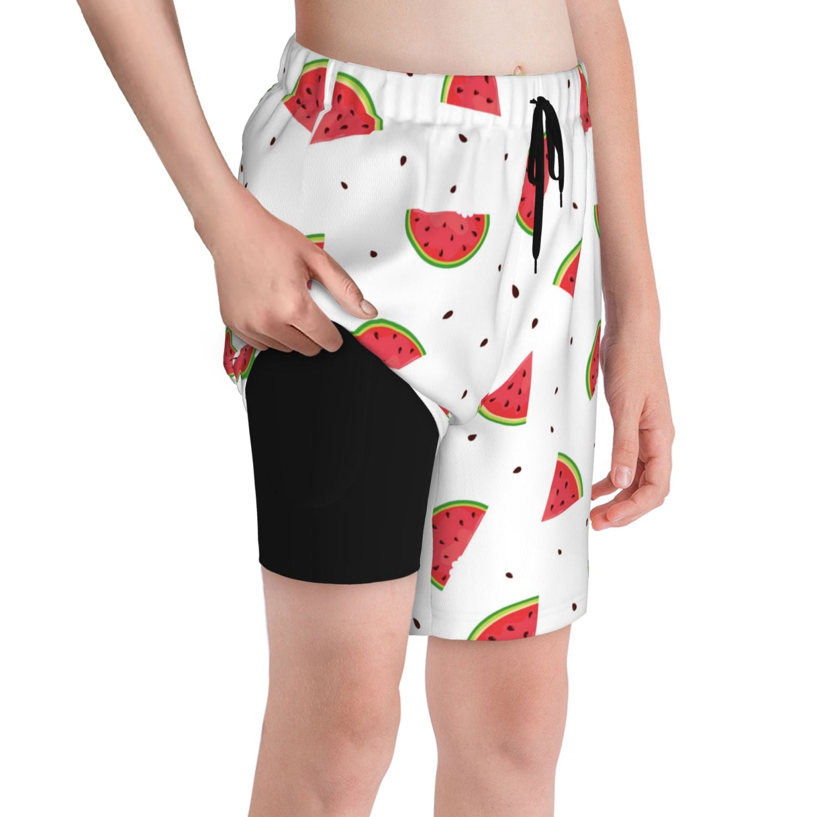 Cauagu Hand Drawn Watermelon Print Swim Trunks for Men,Youth Boys Swim ...