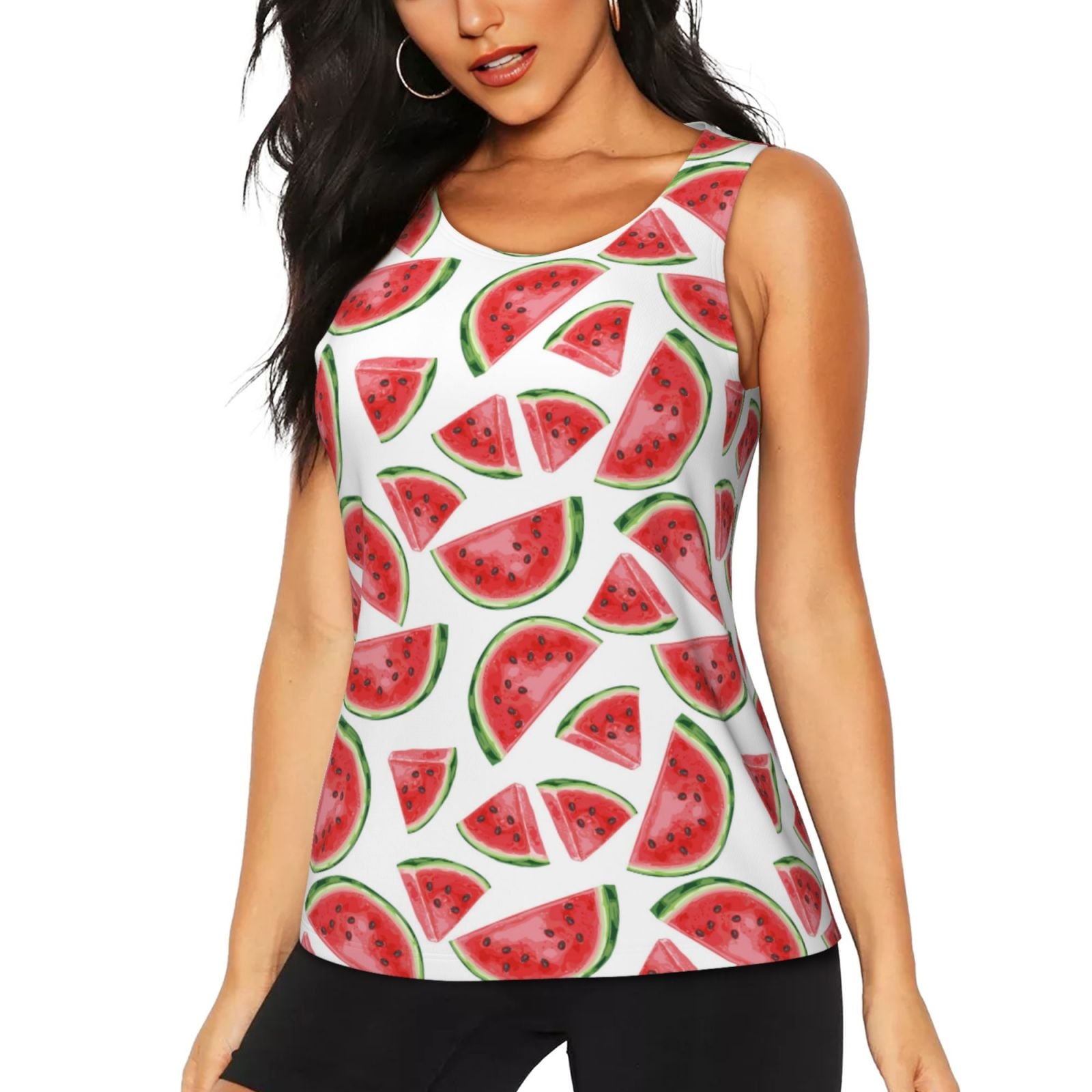 Cauagu Hand Drawn Watermelon for Women's Workout Tank Tops Sleeveless ...