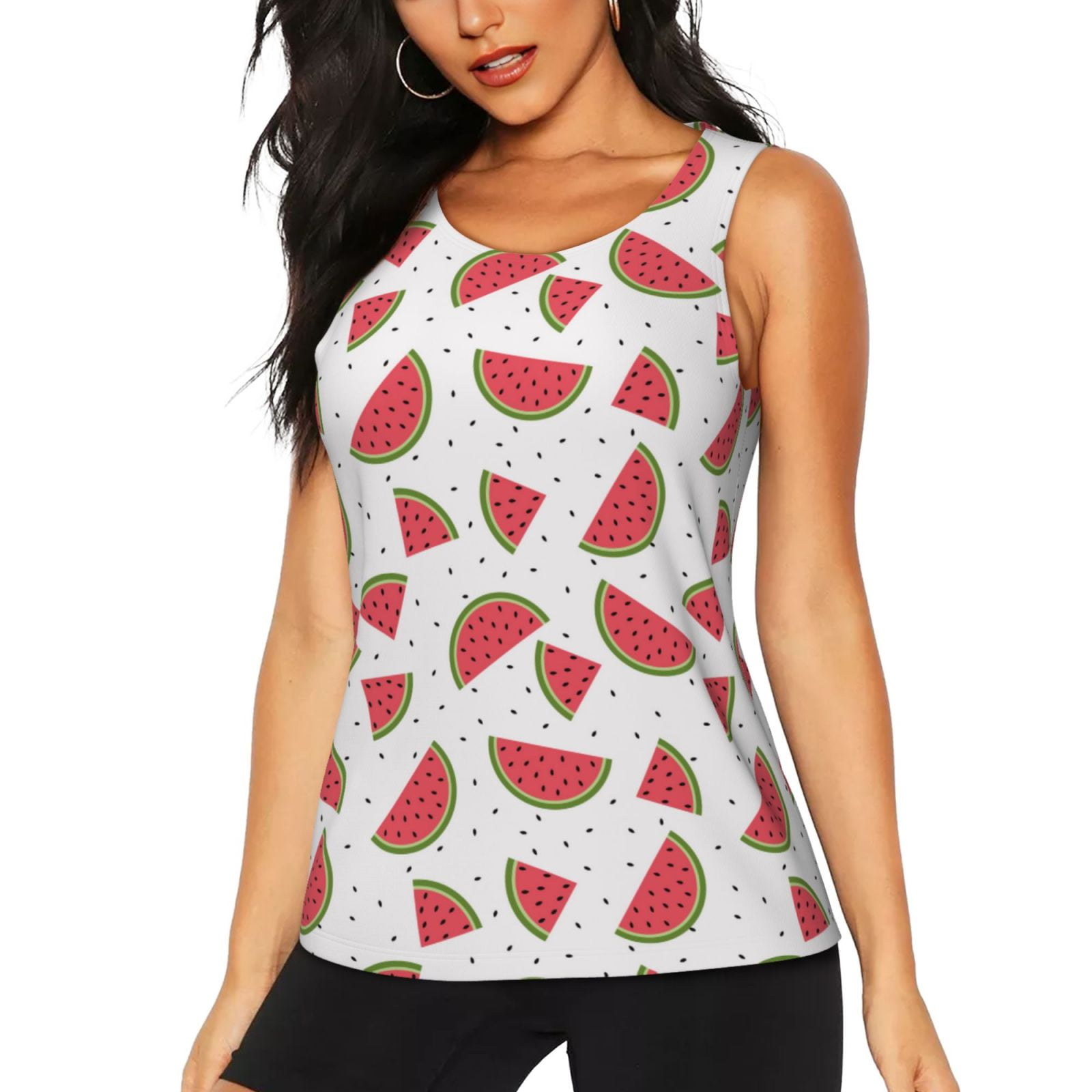Cauagu Hand Drawn Watermelon for Women's Workout Tank Tops Sleeveless ...