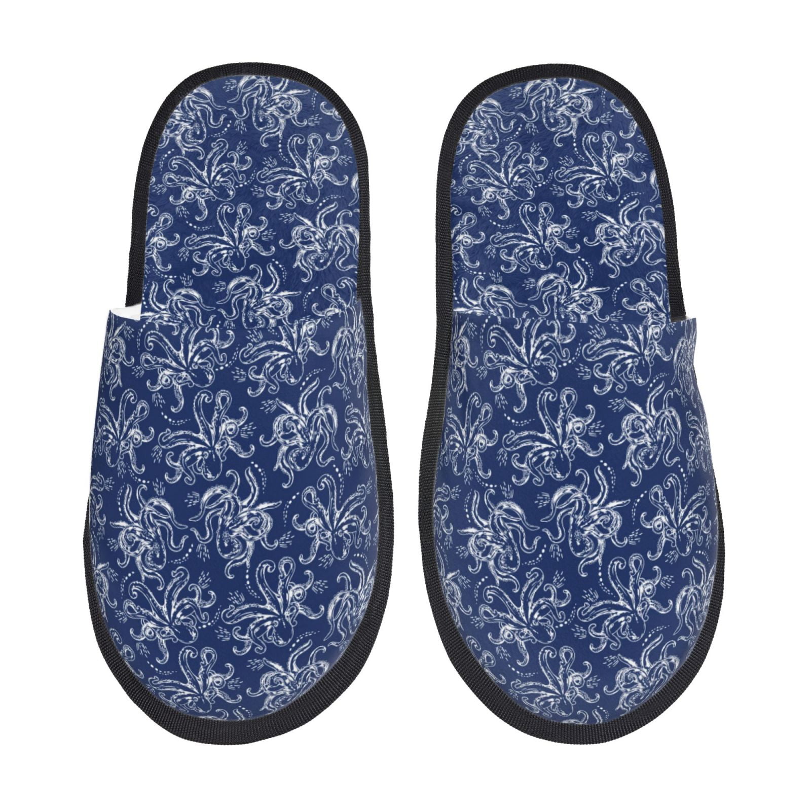 Cauagu Hand drawn octopus Print Cozy Indoor Slippers,Fuzzy House Shoes ...