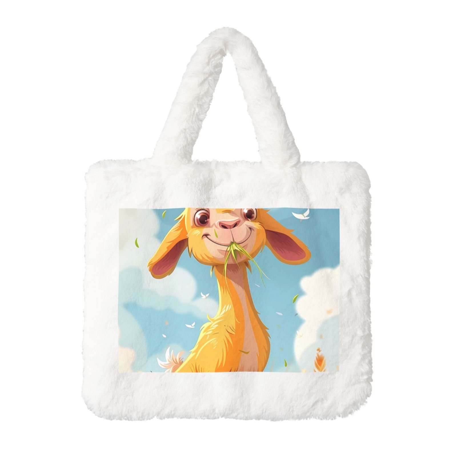 Cauagu Happy Goat In Meadow Pattern Women's Plush Tote Bag,Soft ...