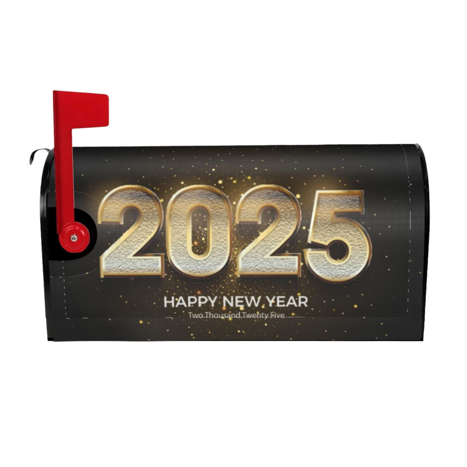 Cauagu Happy New Year 2025 E Pattern Magnetic Mailbox Covers, Mailbox ...