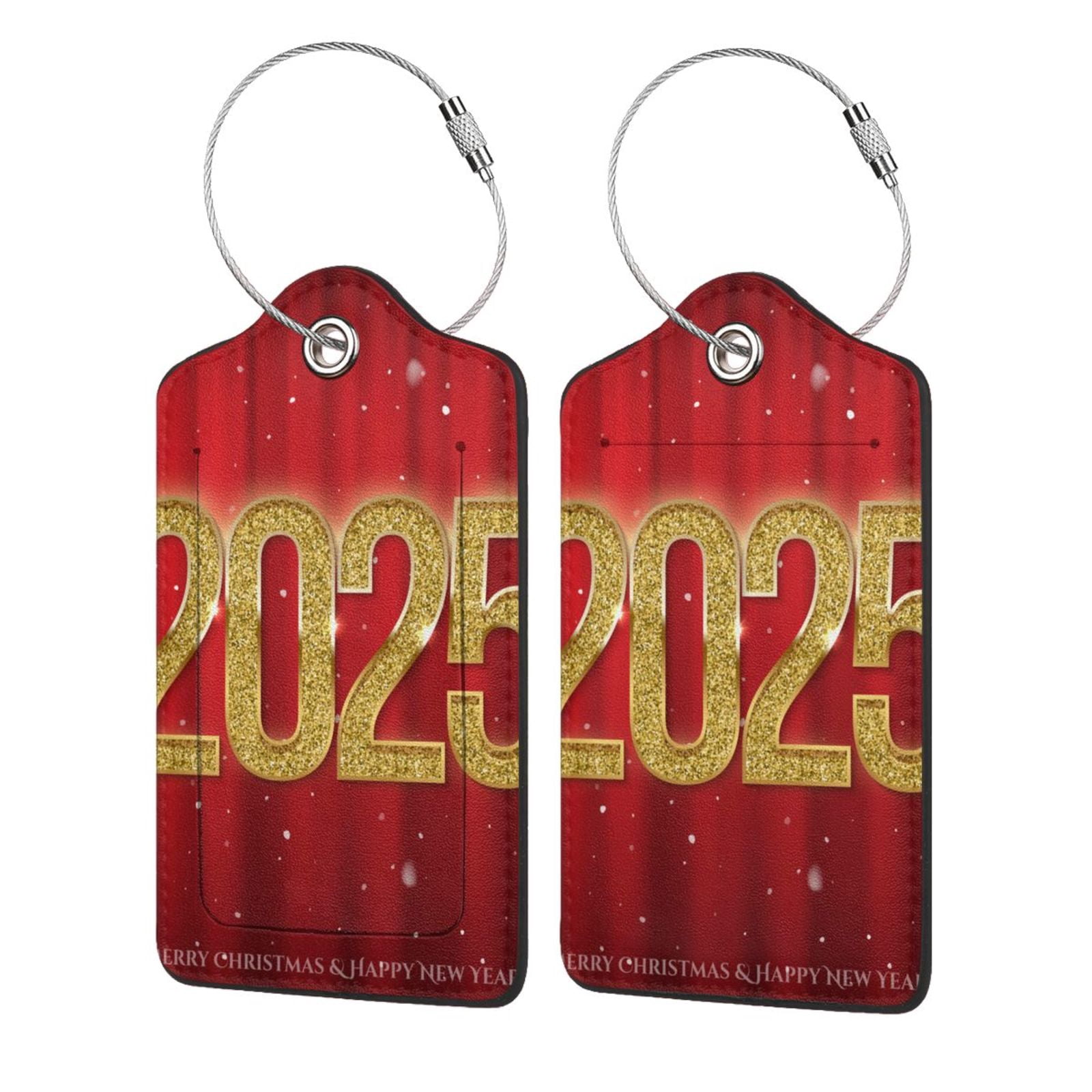 Cauagu Happy New Year 2025 F Pattern Luggage Tags,Leather Luggage Tags ...