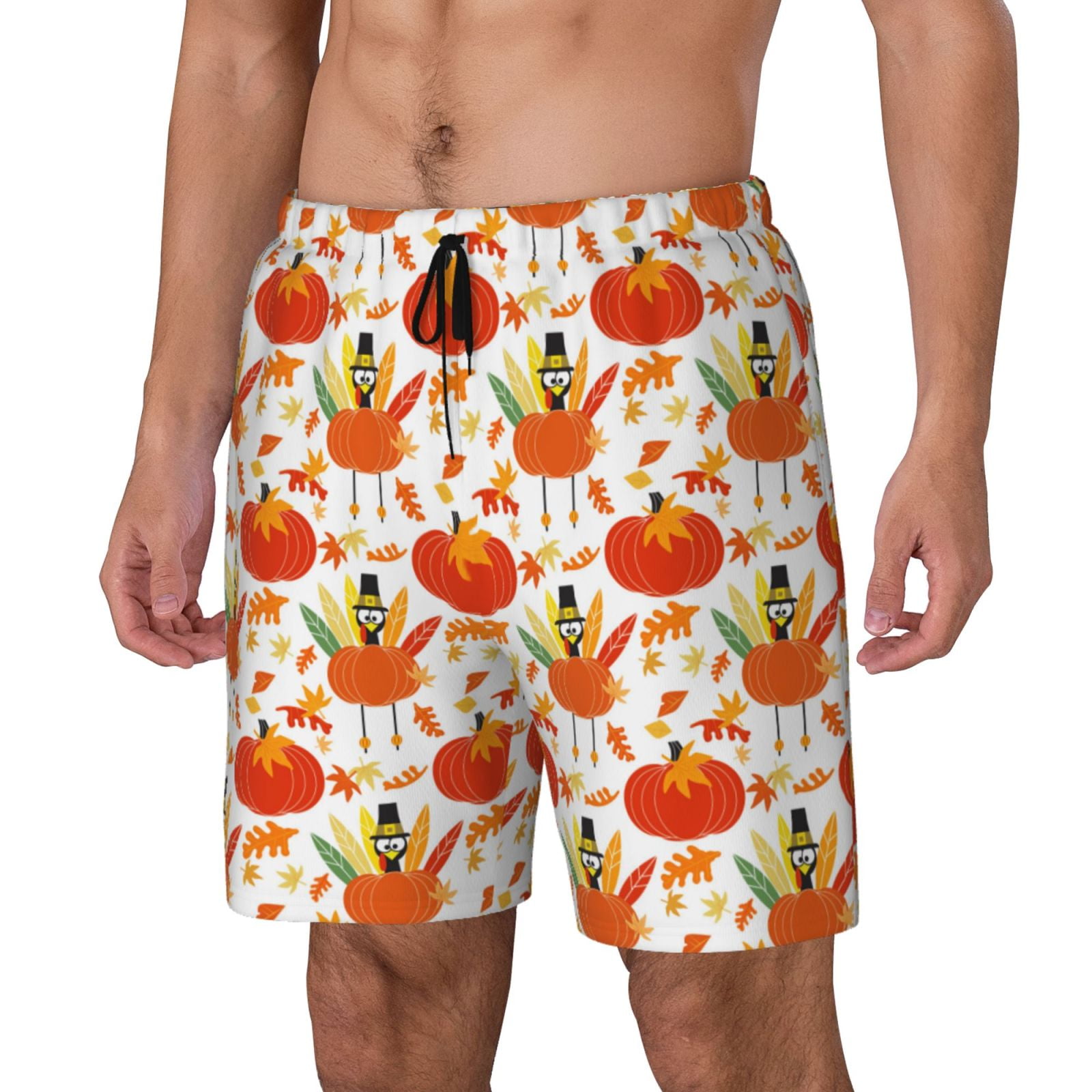 Cauagu Happy Thanksgiving Day1 Print Mens Swim Trunks Quick Dry Board ...