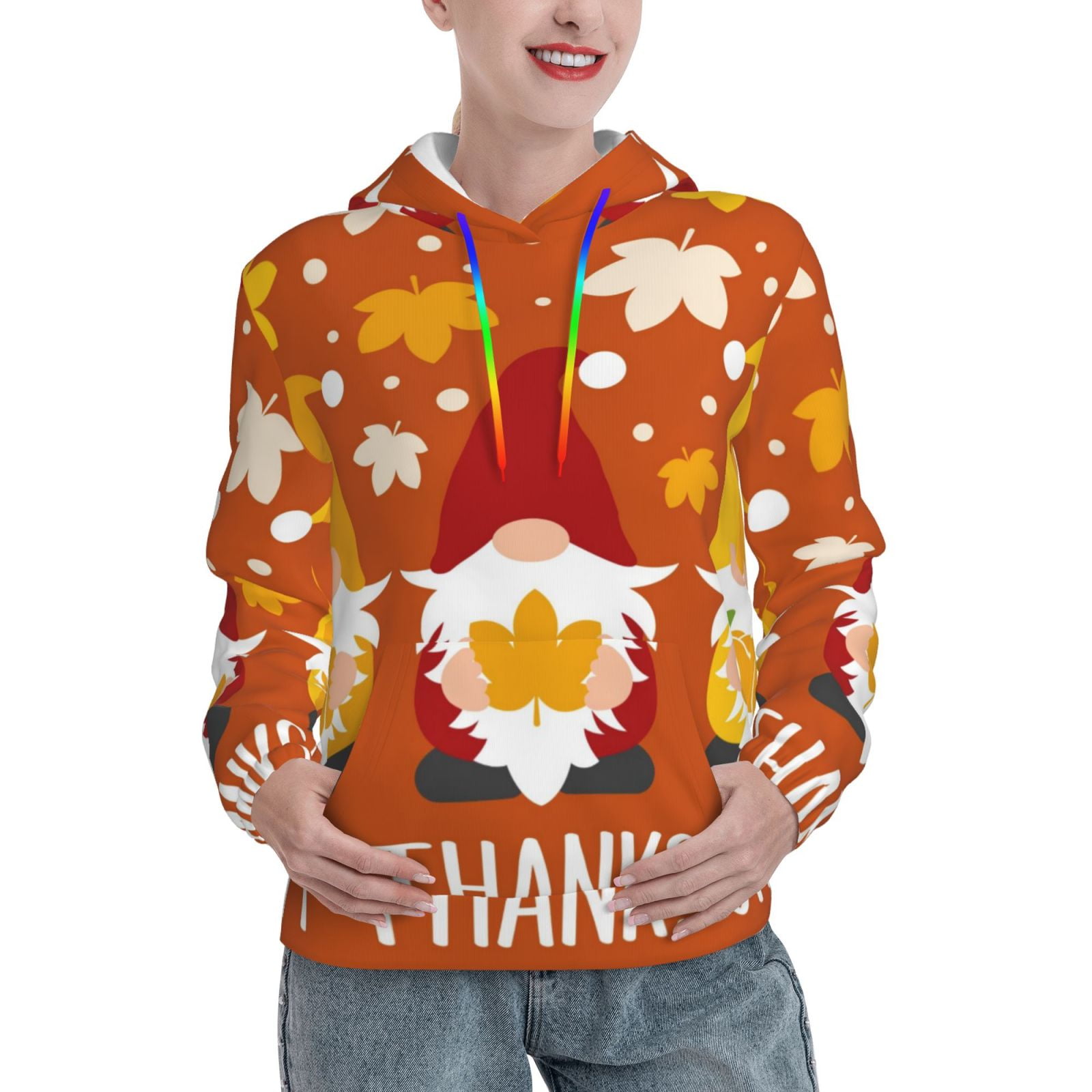 Cauagu Happy Thanksgiving Three Gnomes for Women's Hooded Sweatshirts Pullover Hoodie for Women ...