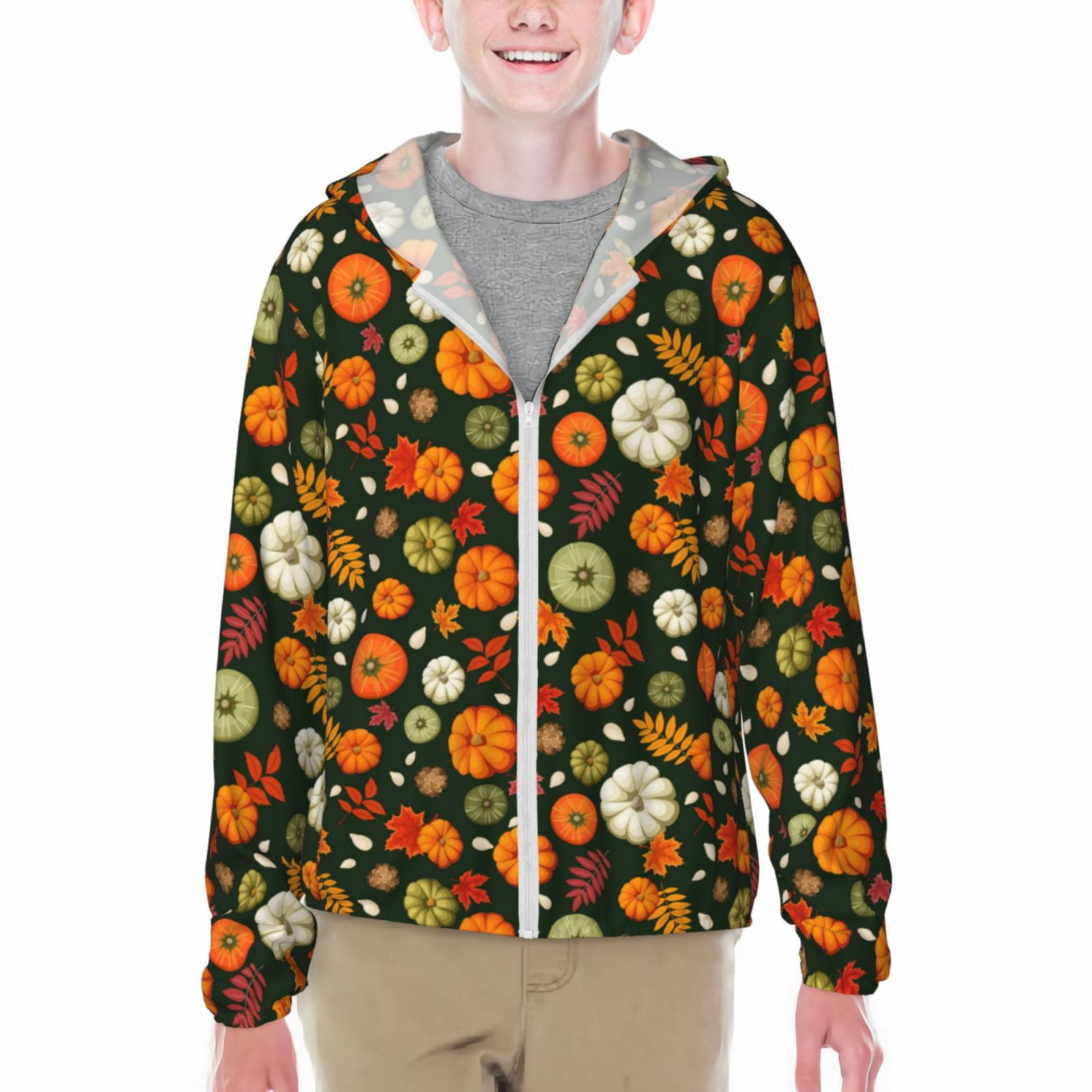 Cauagu Harvest Pumpkins Print Sun Protection Jacket for Teen,Full ...