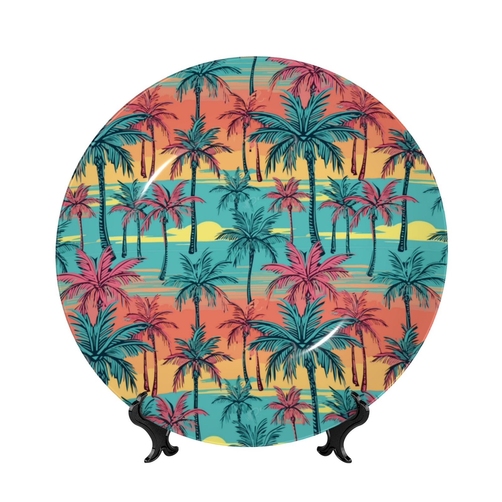 Cauagu Hawaii Palms Print Bone China Decorative Plate, Wall Mount Plate ...