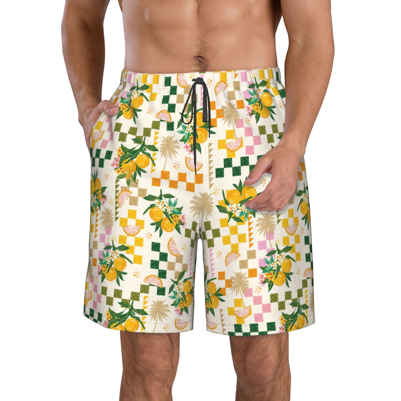 Cauagu Hawaii Palms Print Men's Swim Trunks,Hawaiian Bathing Suit ...