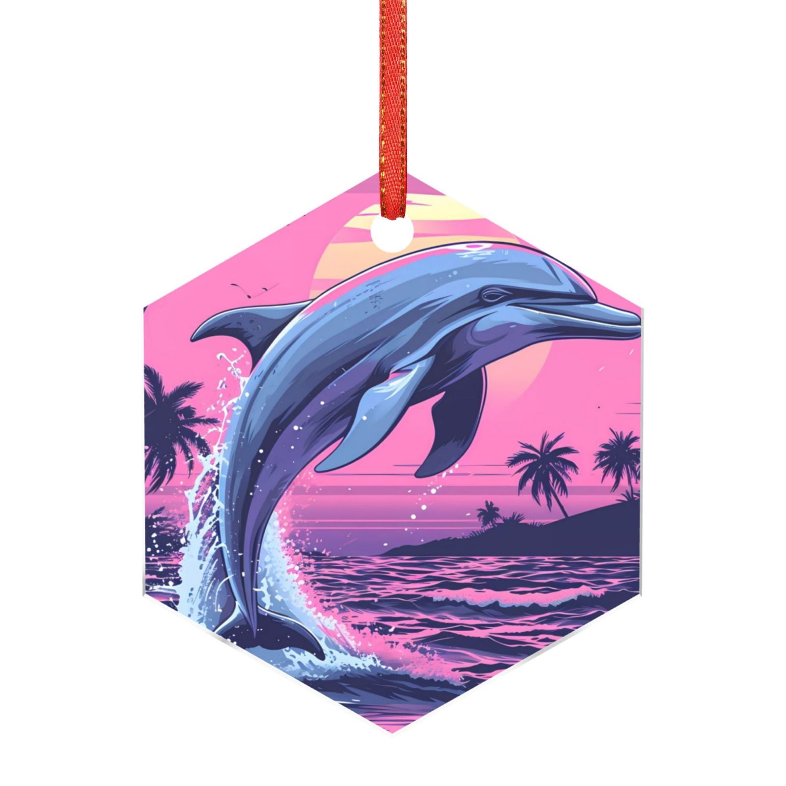 Cauagu Hawaiian Beach Dolphin Pattern Acrylic Christmas Pendant,1-Pack ...