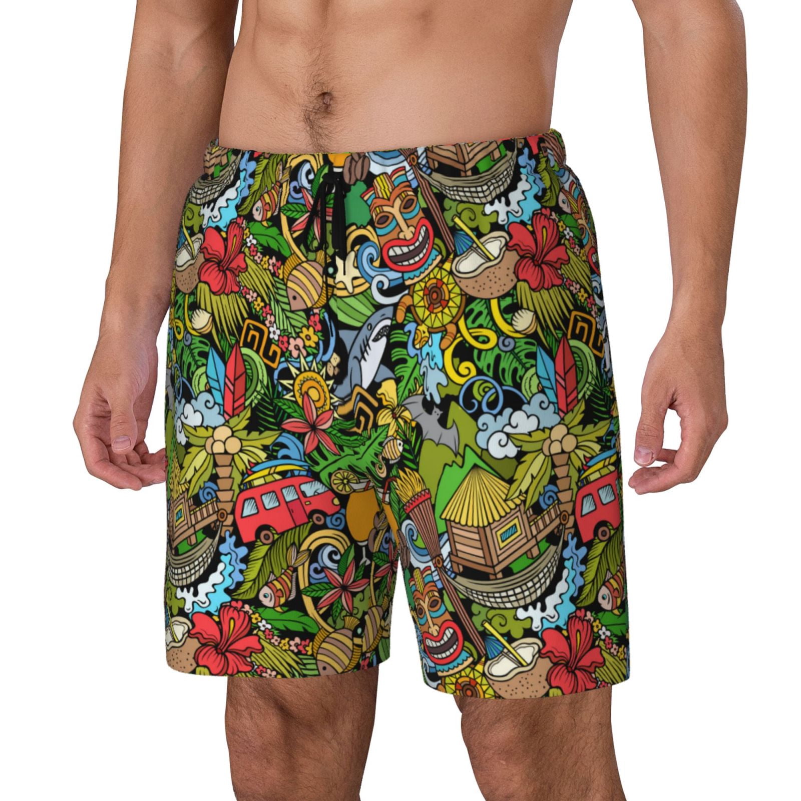 Cauagu Hawaiian Culture Symbols 1 Print Mens Swim Trunks Quick Dry ...