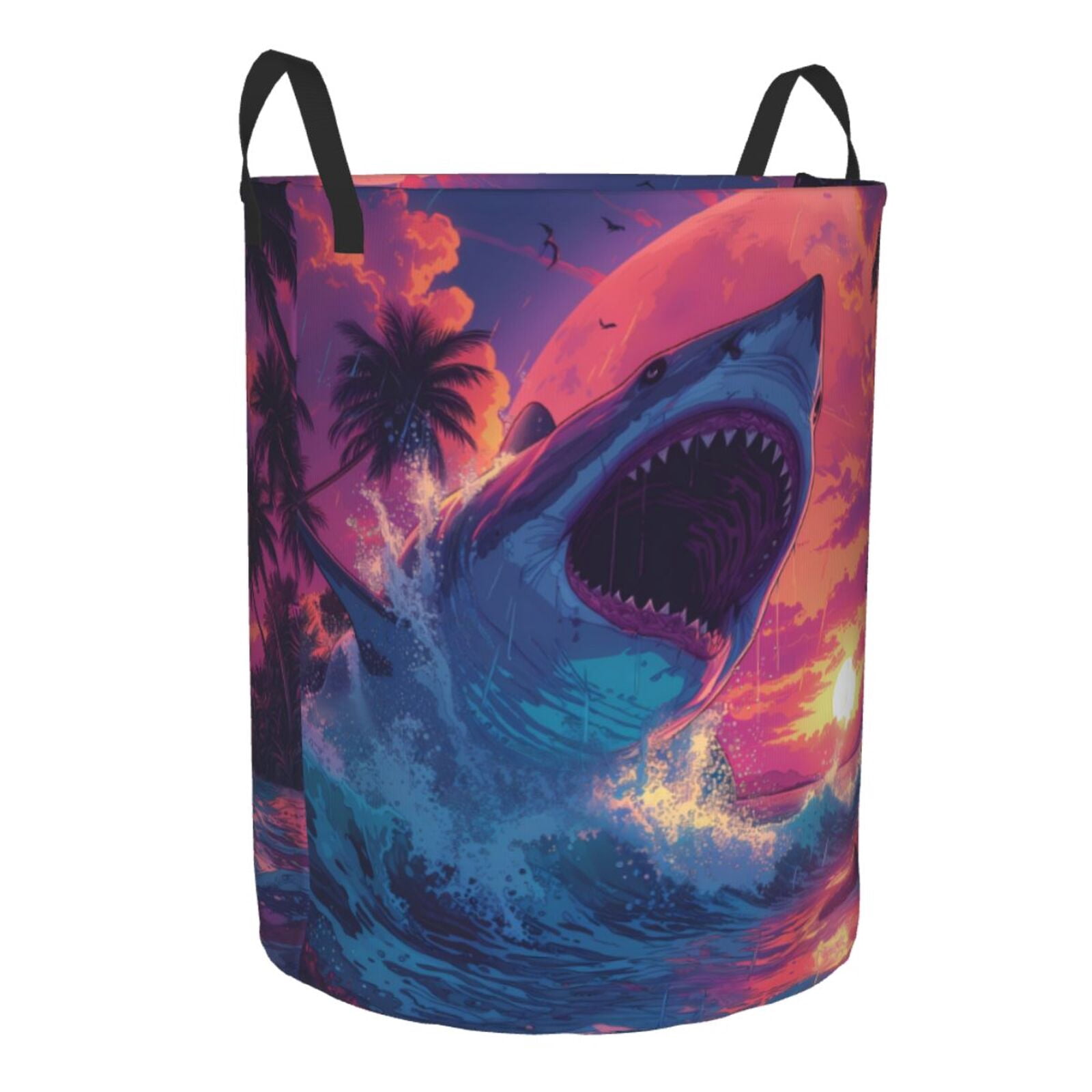 Cauagu Hawaiian Island Beach Shark for Laundry Basket,Collapsible ...