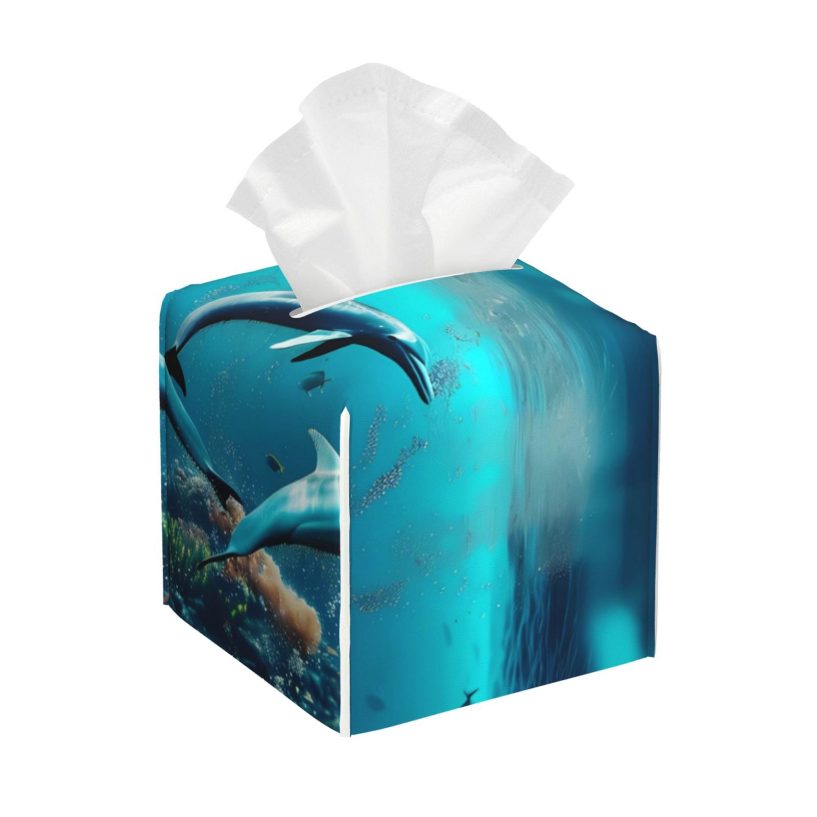Cauagu Hawaiian Ship Dolphin Print Tissue Box Cover,Leather Square ...