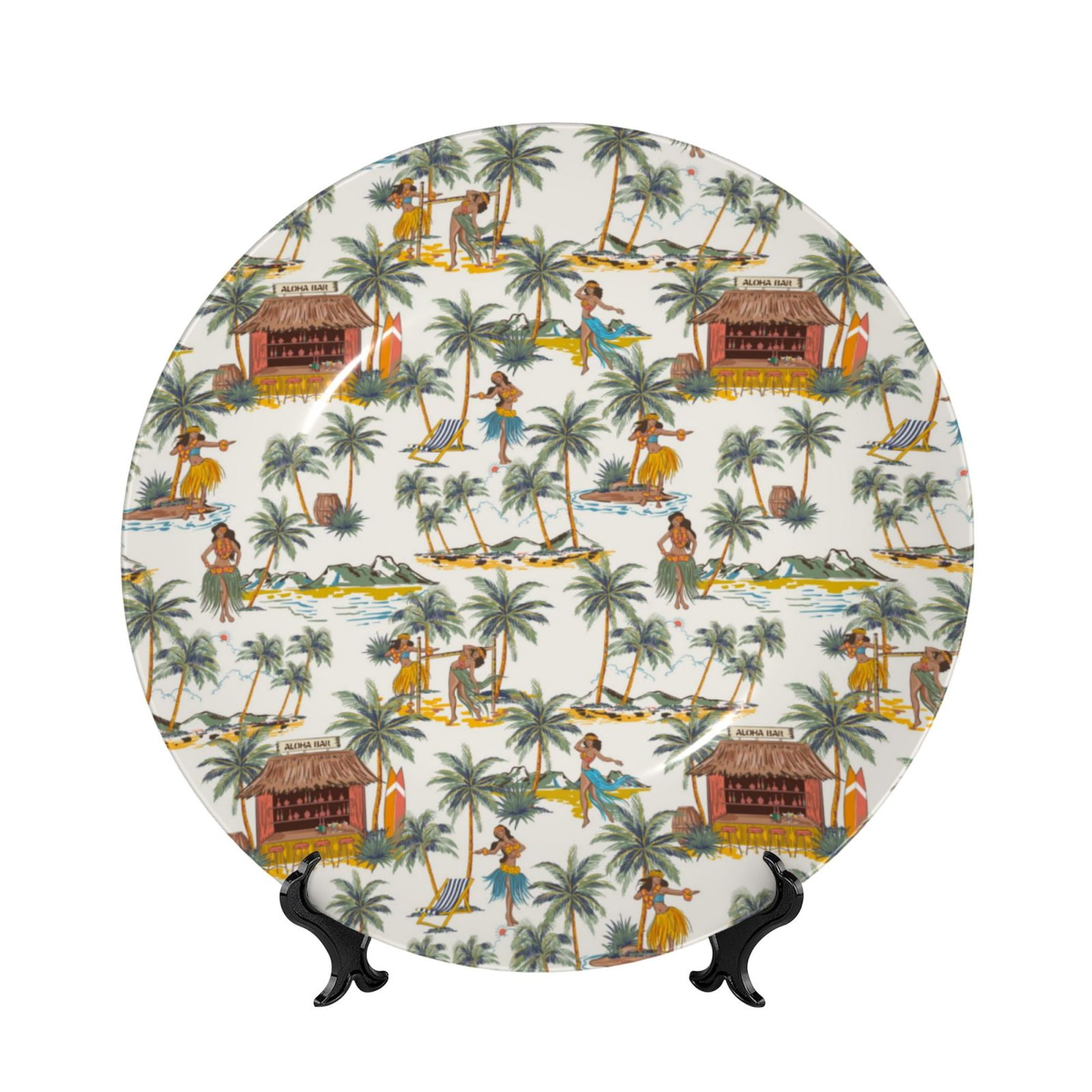 Cauagu Hawaiian Style Print Bone China Decorative Plate, Wall Mount ...