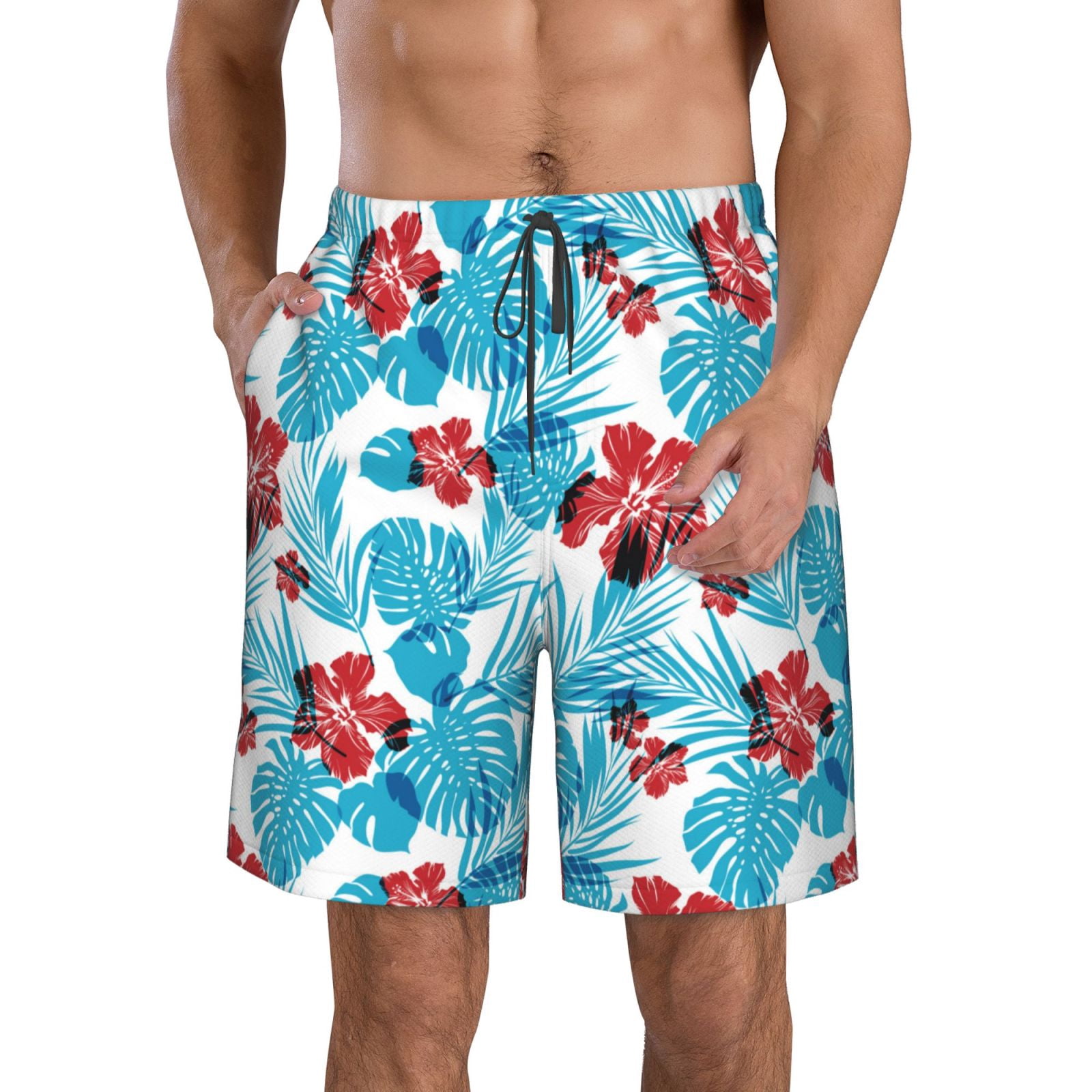 Cauagu Hawaiian Style Print Men's Swim Trunks,Hawaiian Bathing Suit ...