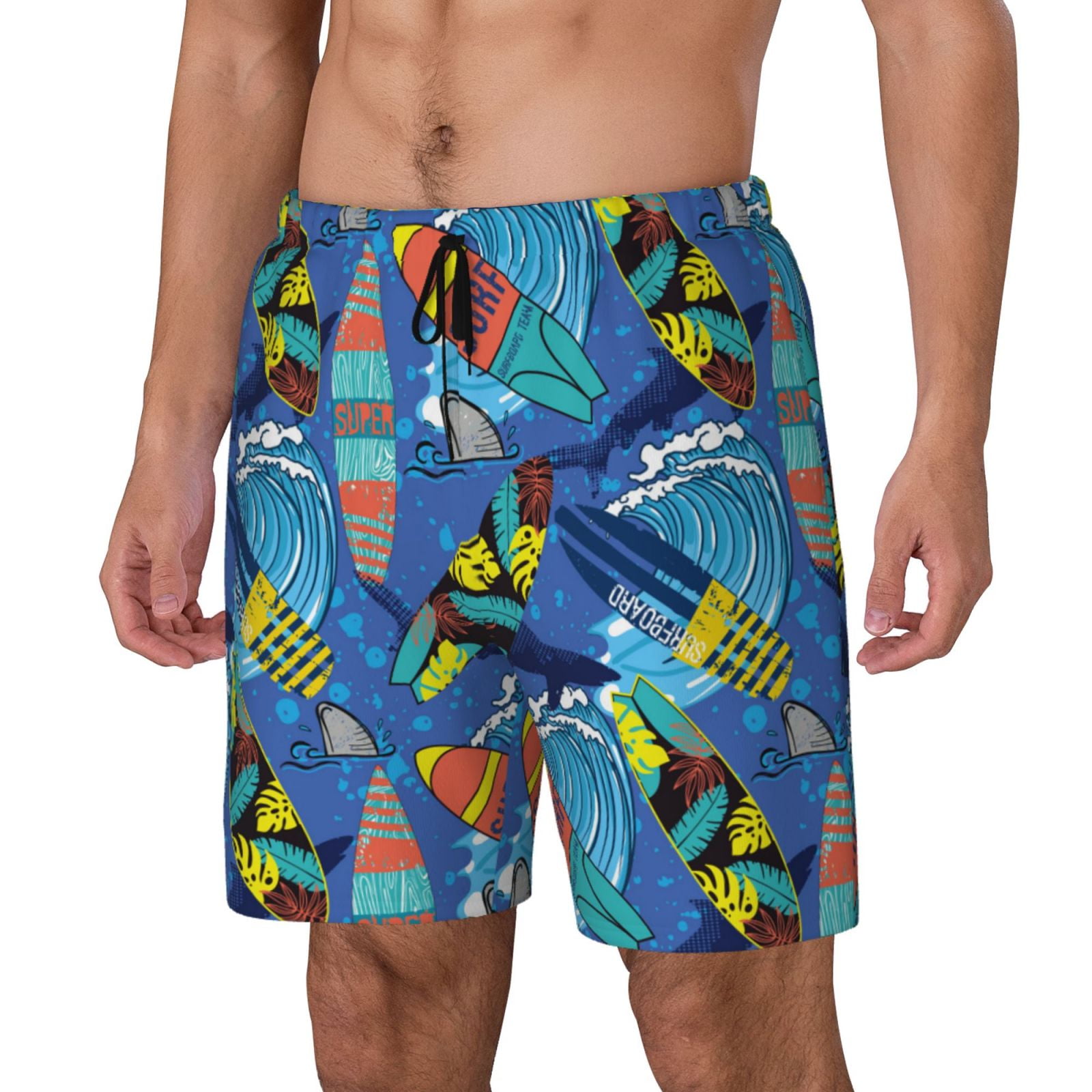 Cauagu Hawaiian Style Print Mens Swim Trunks Quick Dry Board Shorts ...