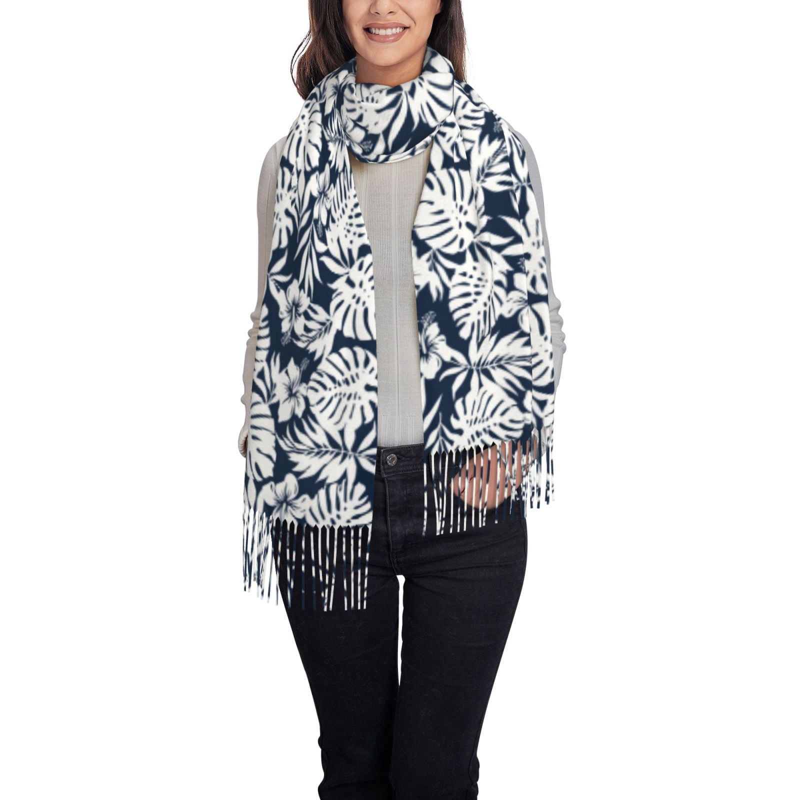 Cauagu Hawaiian Style Print Women Wrap Shawl tassels Scarves Retro ...
