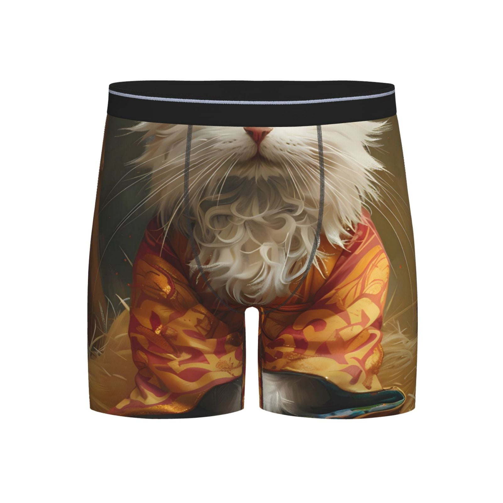 Cauagu Haystack Meditating Cat Print Men's Boxer Briefs, Funny & Cute ...