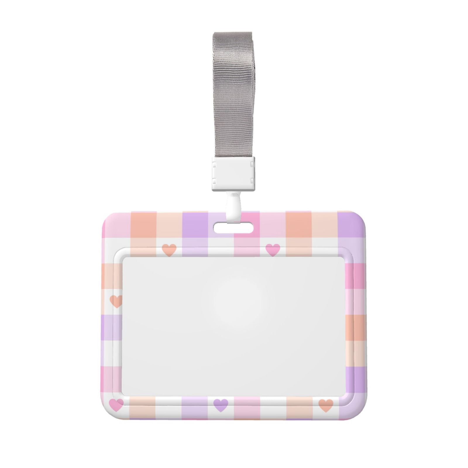 Cauagu Heart Buffalo Plaid for ID Badge Holder,Badge Holder with ...