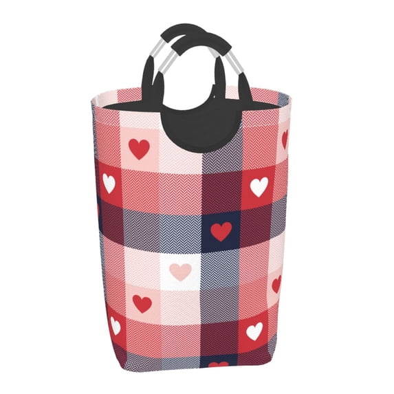 Cauagu Heart Plaid Print Hamper Basket Bin,Extra Large Dirty Clothes ...