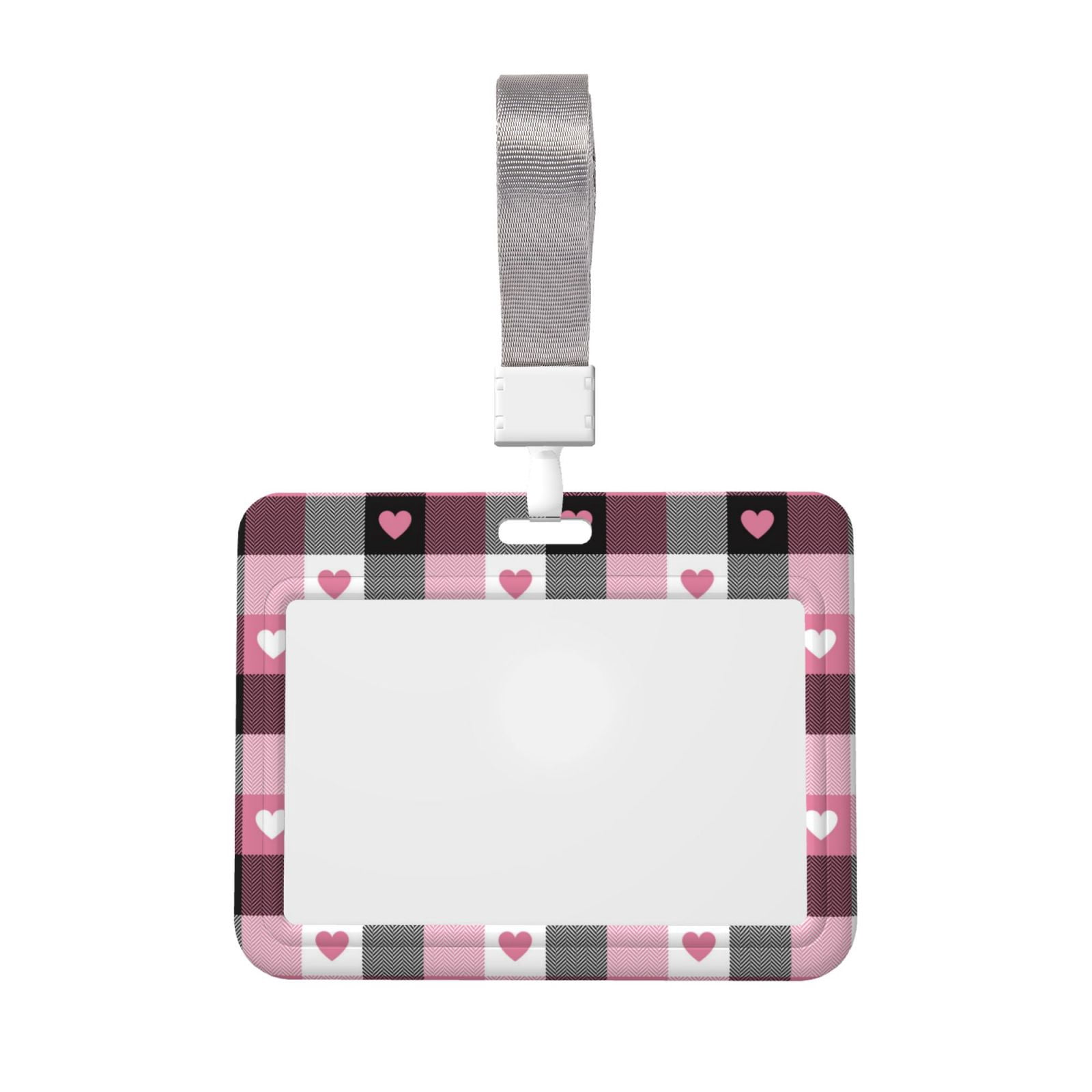 Cauagu Heart Plaid for ID Badge Holder,Badge Holder with Windows Key ...