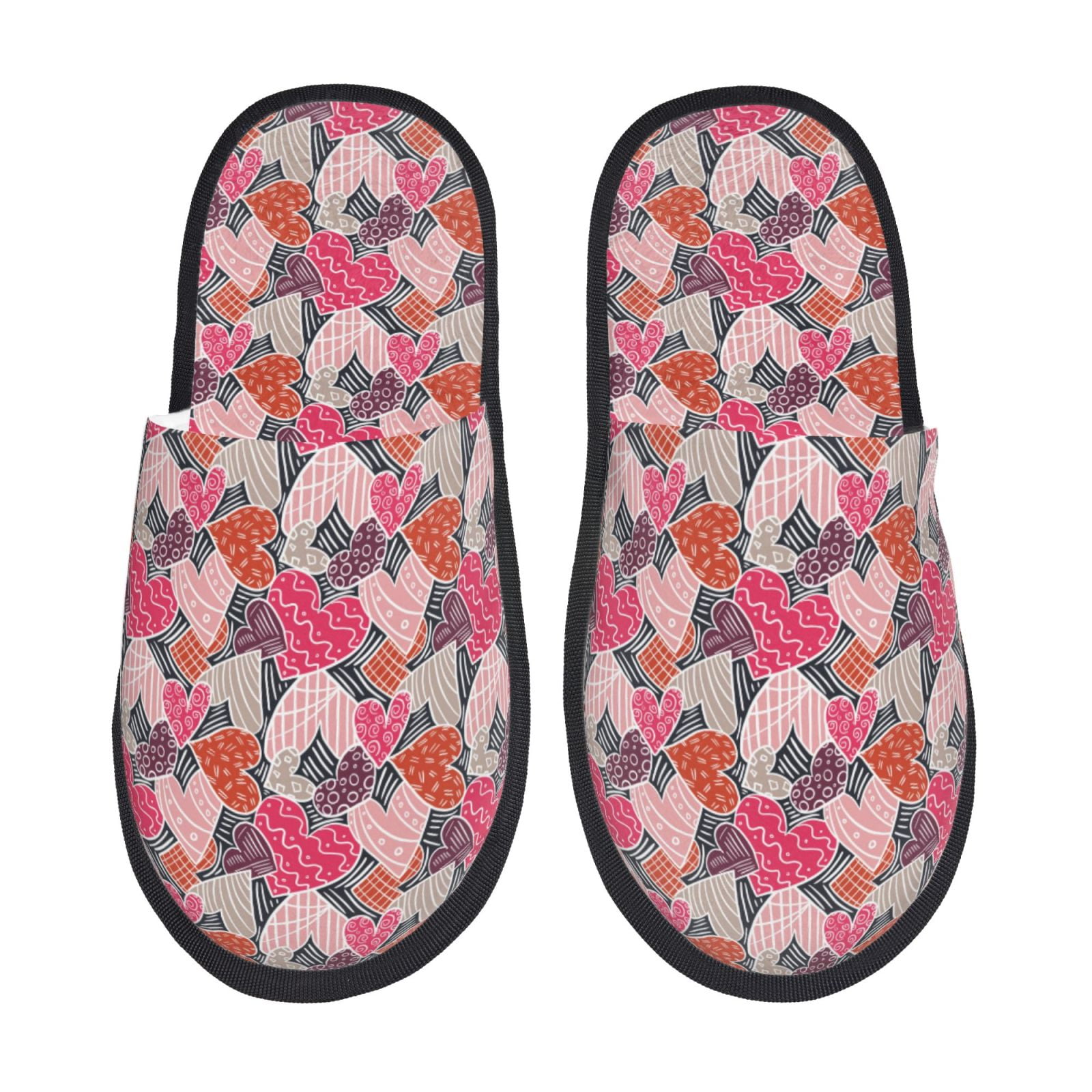Cauagu Hearts for Valentines day Print Cozy Indoor Slippers,Fuzzy House ...