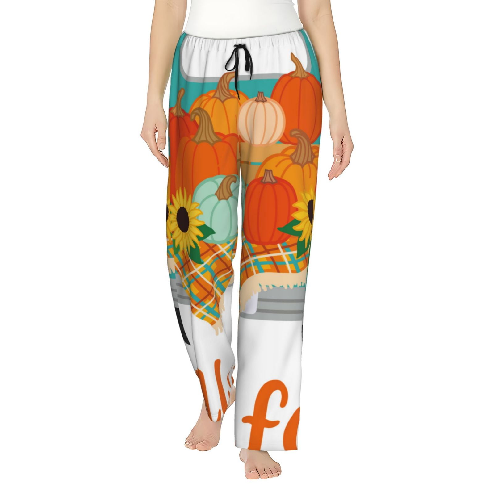 Cauagu Hello Fall Farm Truck Pajama Pants for Women Loose Fit Wide Leg ...