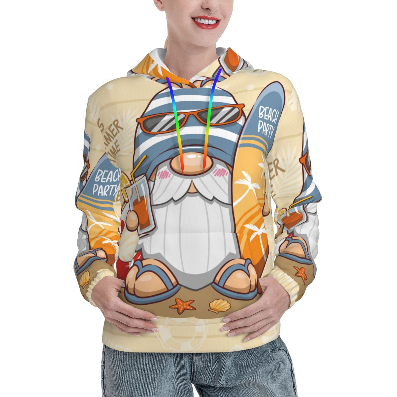 Cauagu Hello Summer Cute Gnome for Women's Hooded Sweatshirts Pullover Hoodie for Women Fall ...