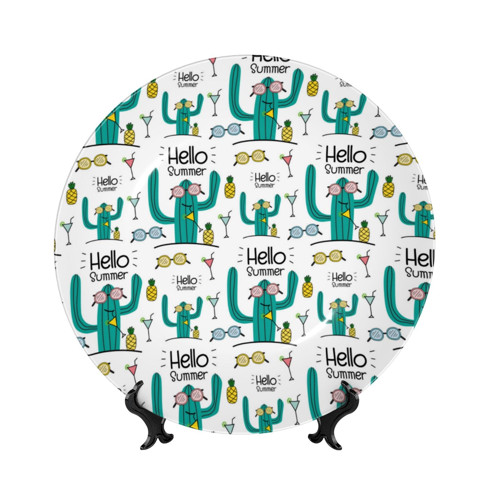 Cauagu Hello Summer Print Bone China Decorative Plate, Wall Mount Plate ...